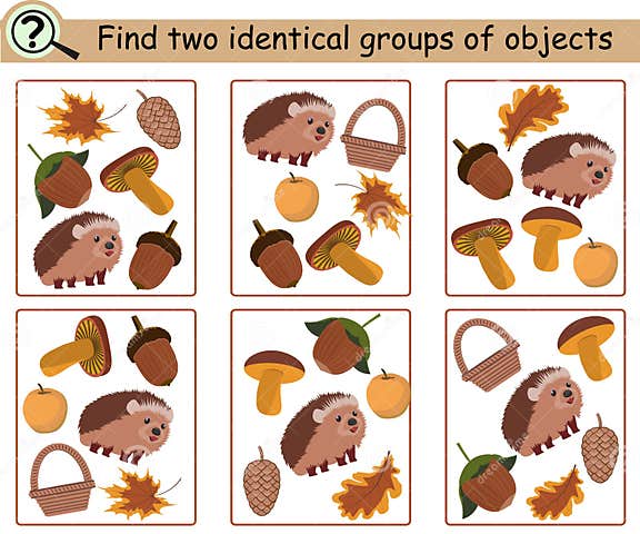 Find Two Identical Groups of Objects. Educational Game for Children ...