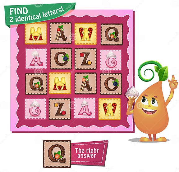 Find two identical letters stock illustration. Illustration of mishmash ...