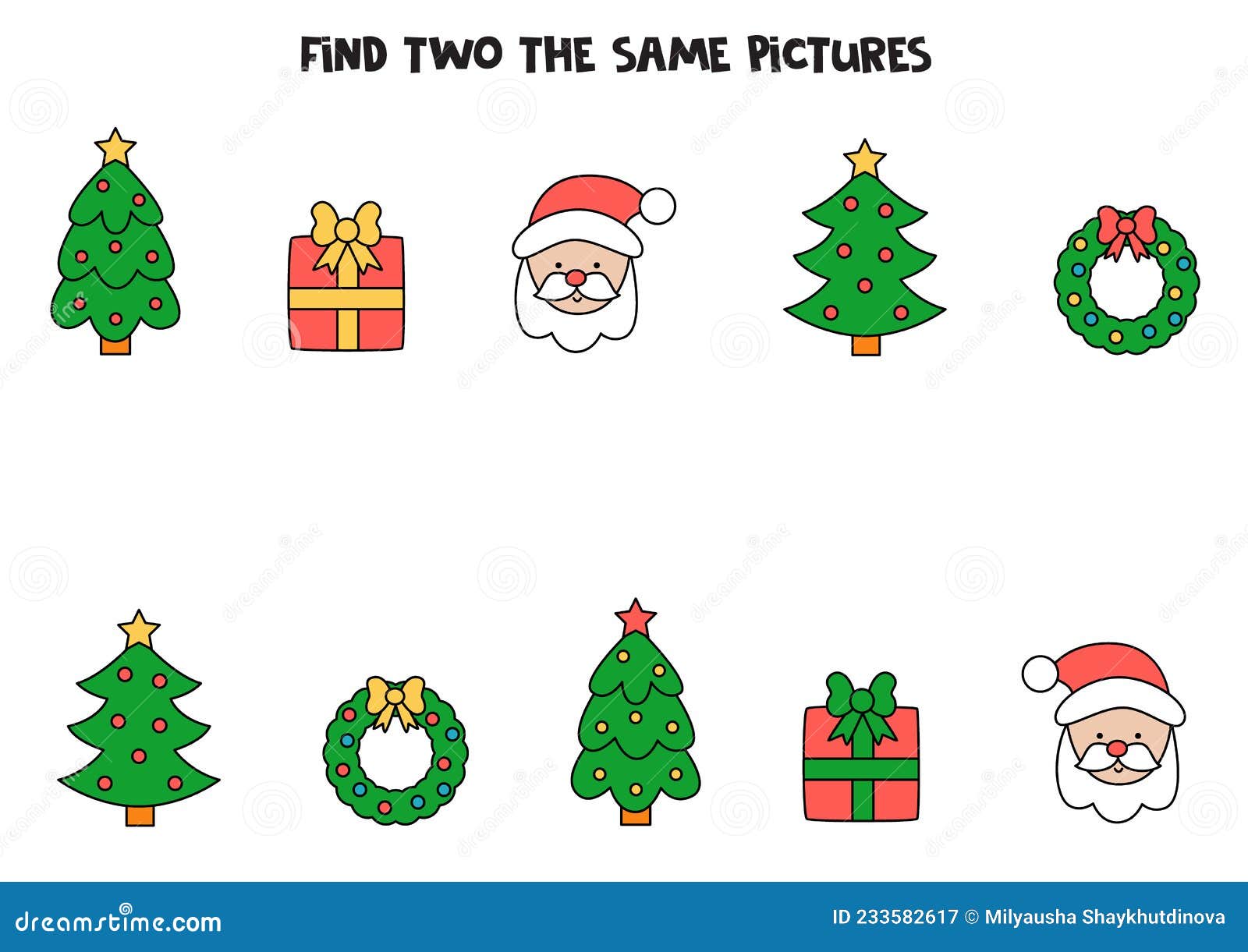 Find Two Identical Christmas Elements. Educational Game for Preschool ... Find Two Identical Christmas Elements. Educational Game for Preschool ...