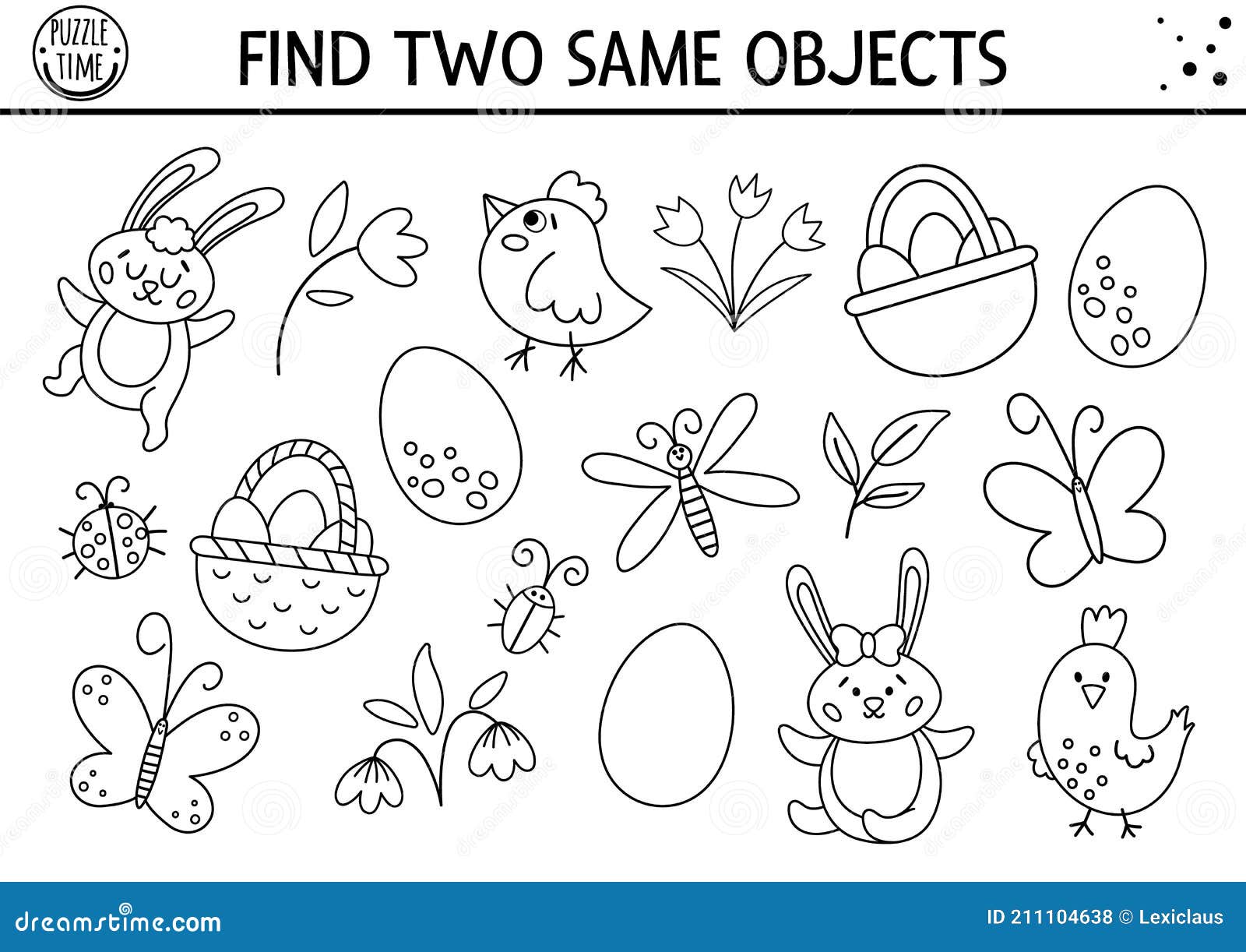 Find Two Same Objects. Easter Black and White Matching Activity for ...