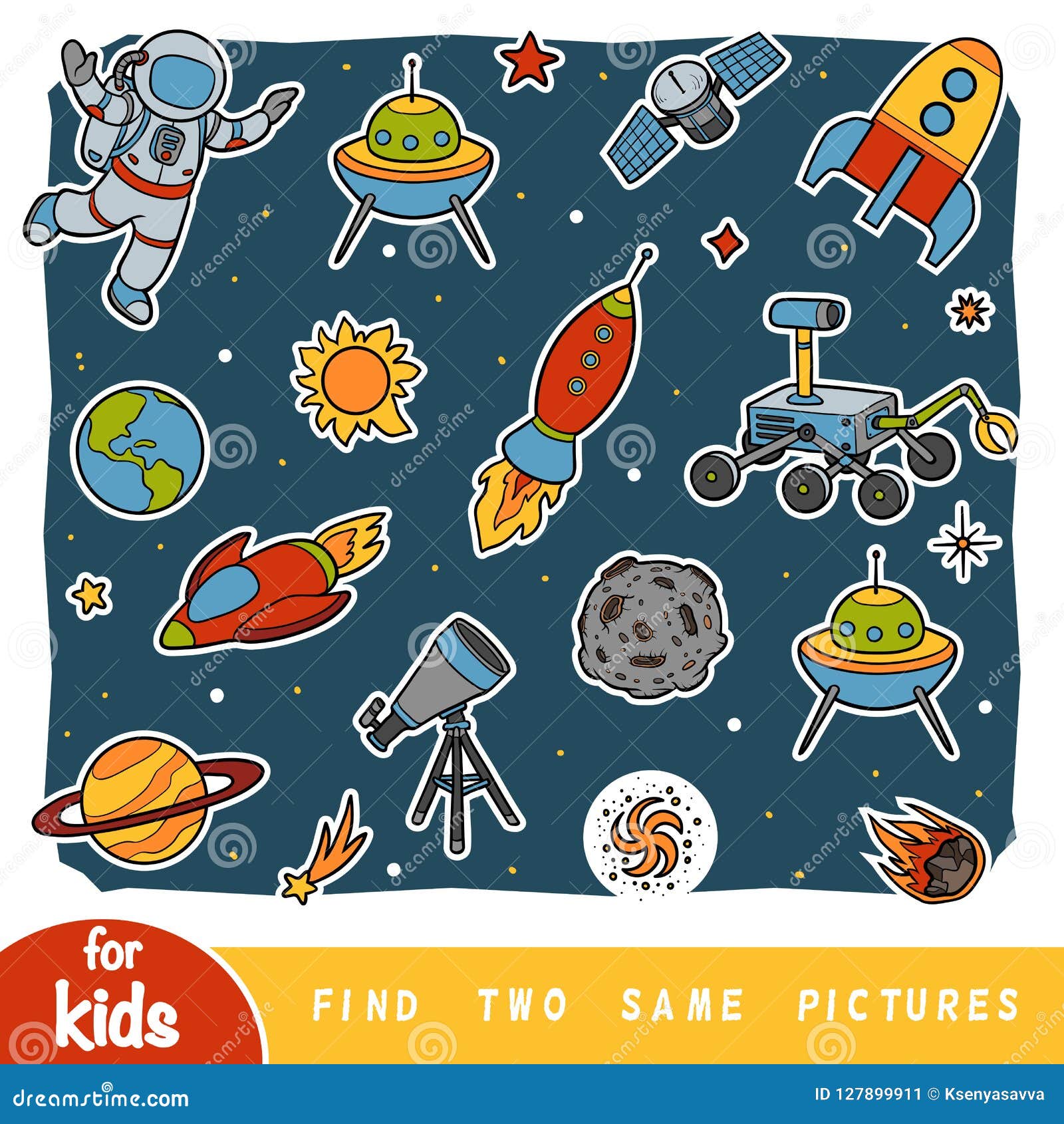 Space Objects Above The Moon. Flying Spaceship, Saturn And A Flying ...