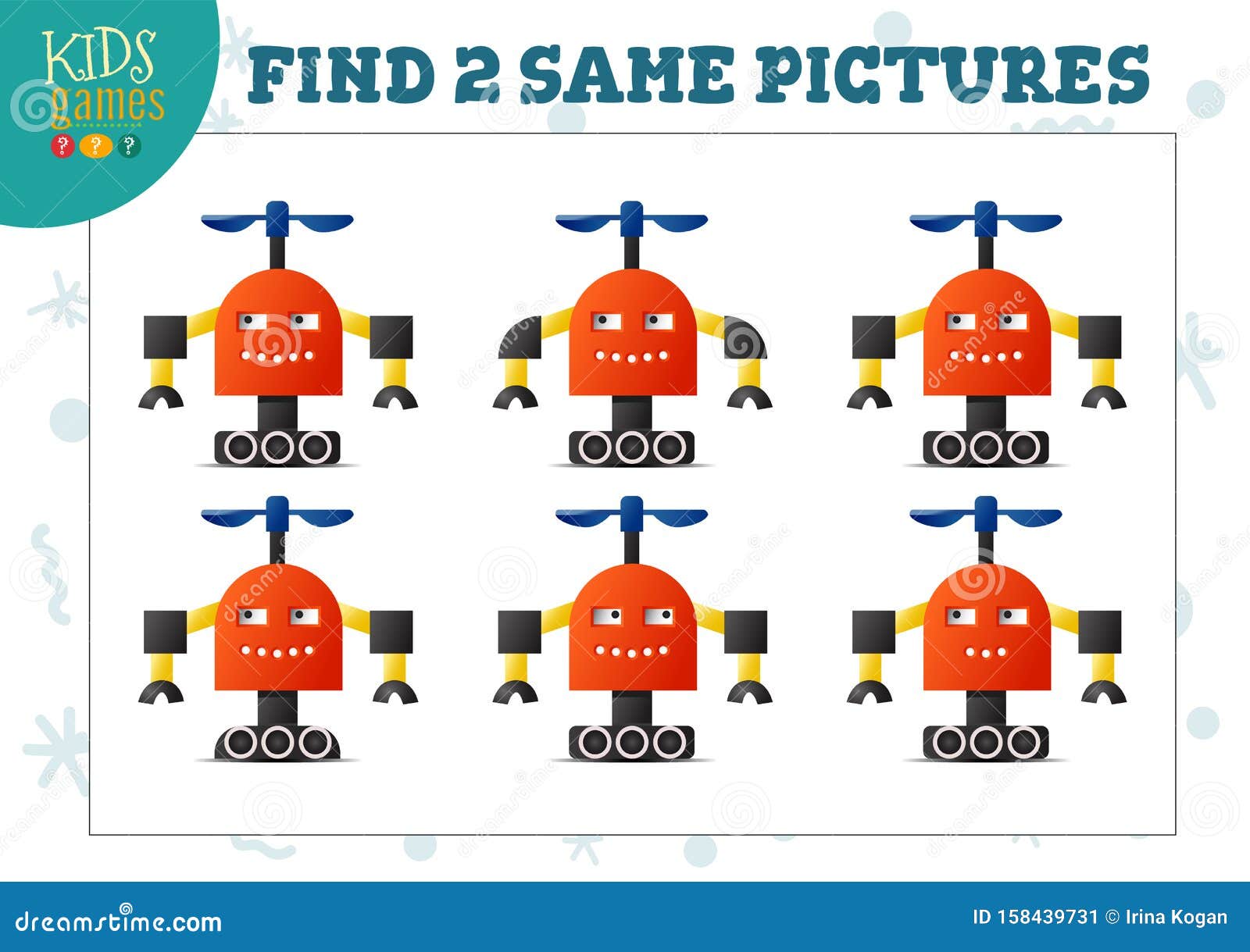 Find Two Same Pictures Kids Game Vector Illustration Stock Vector ...