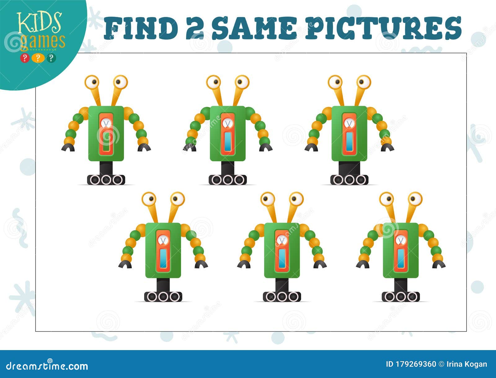 Find Two Same Pictures Kids Game Vector Illustration. Stock Vector ...