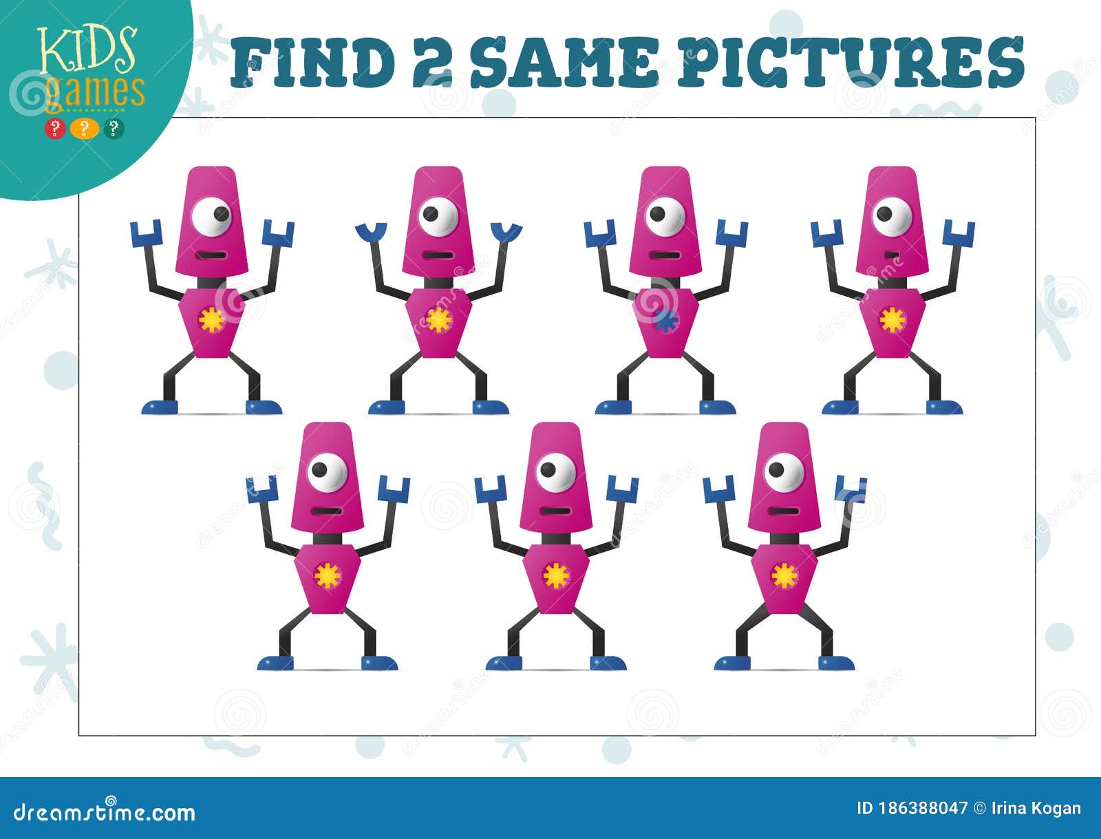 Find Two Same Pictures Kids Game Vector Illustration. Stock Vector ...
