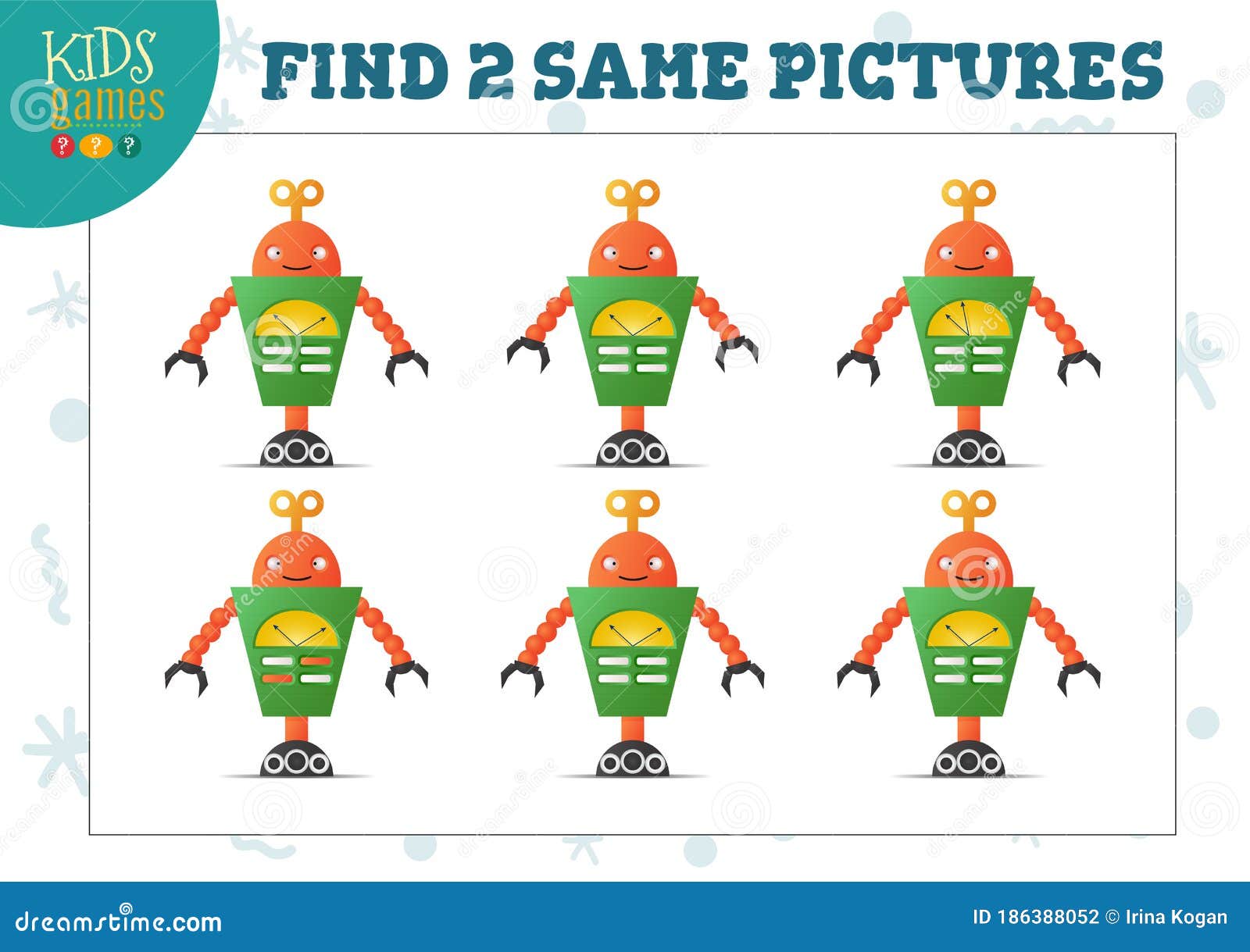 Find Two Same Pictures Kids Game Vector Illustration. Stock Vector ...