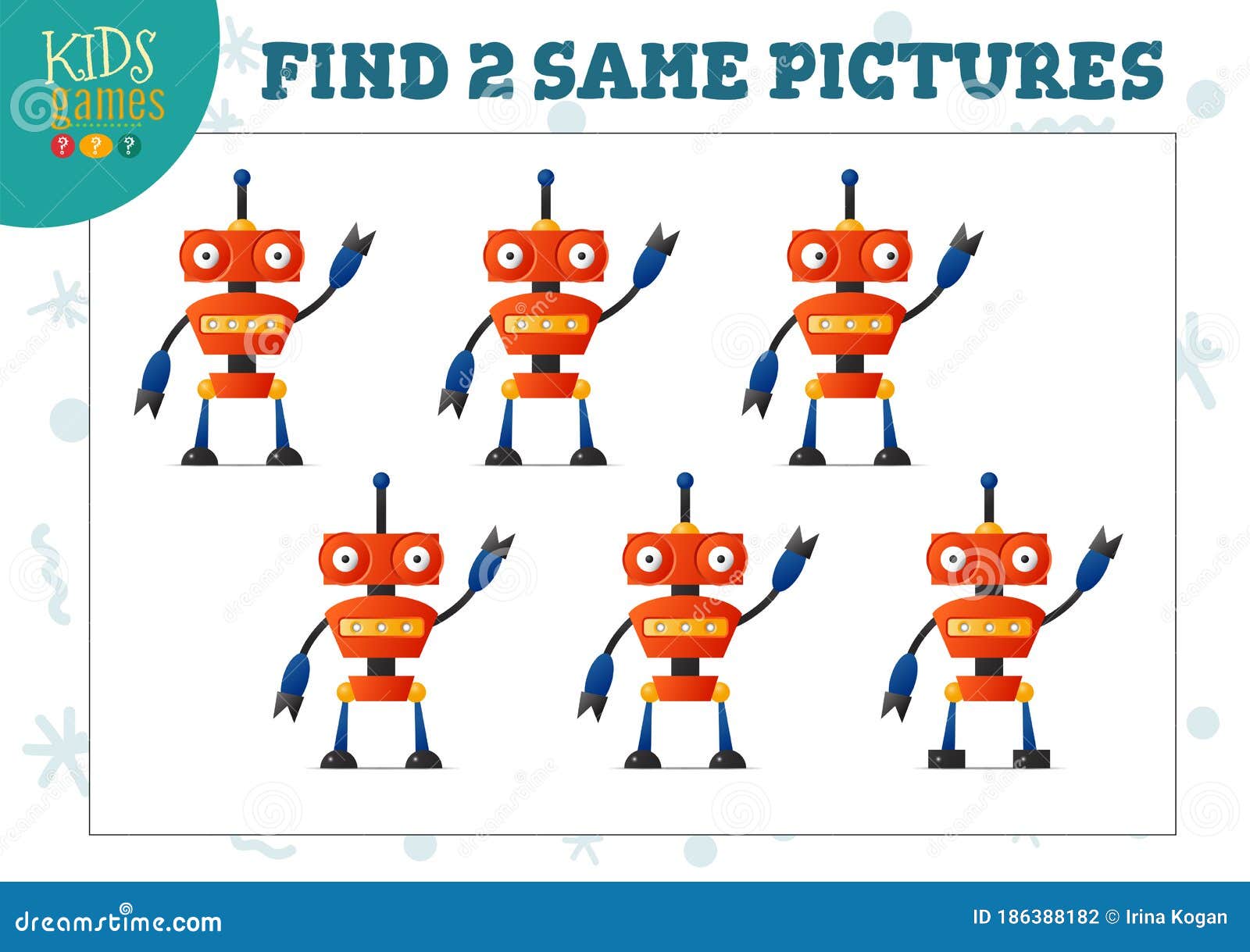 Find Two Same Pictures Kids Game Vector Illustration. Stock Vector ...