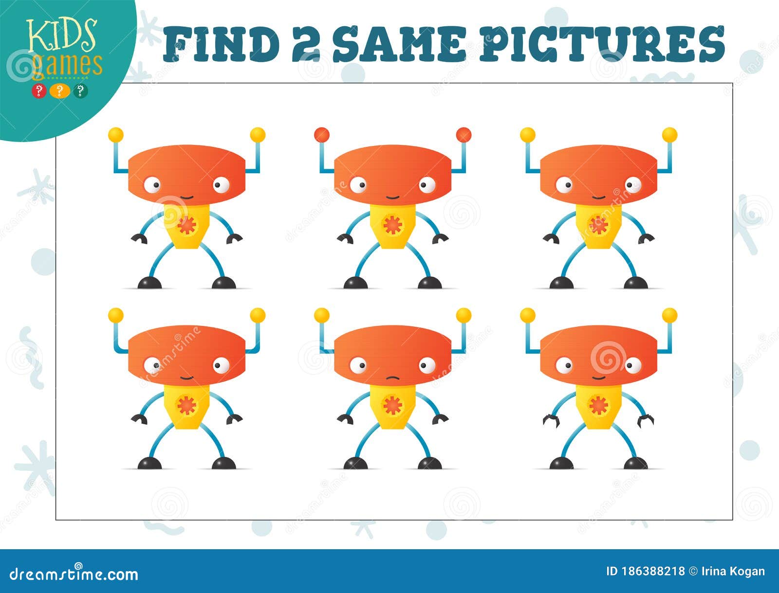 Find Two Same Pictures Kids Game Vector Illustration. Stock Vector ...