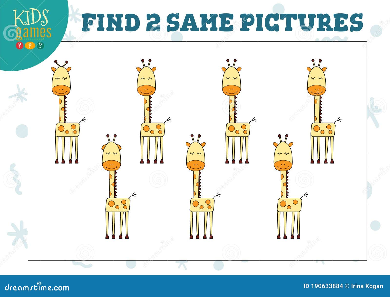 Find Two Same Pictures Kids Game Vector Illustration. Stock Vector ...