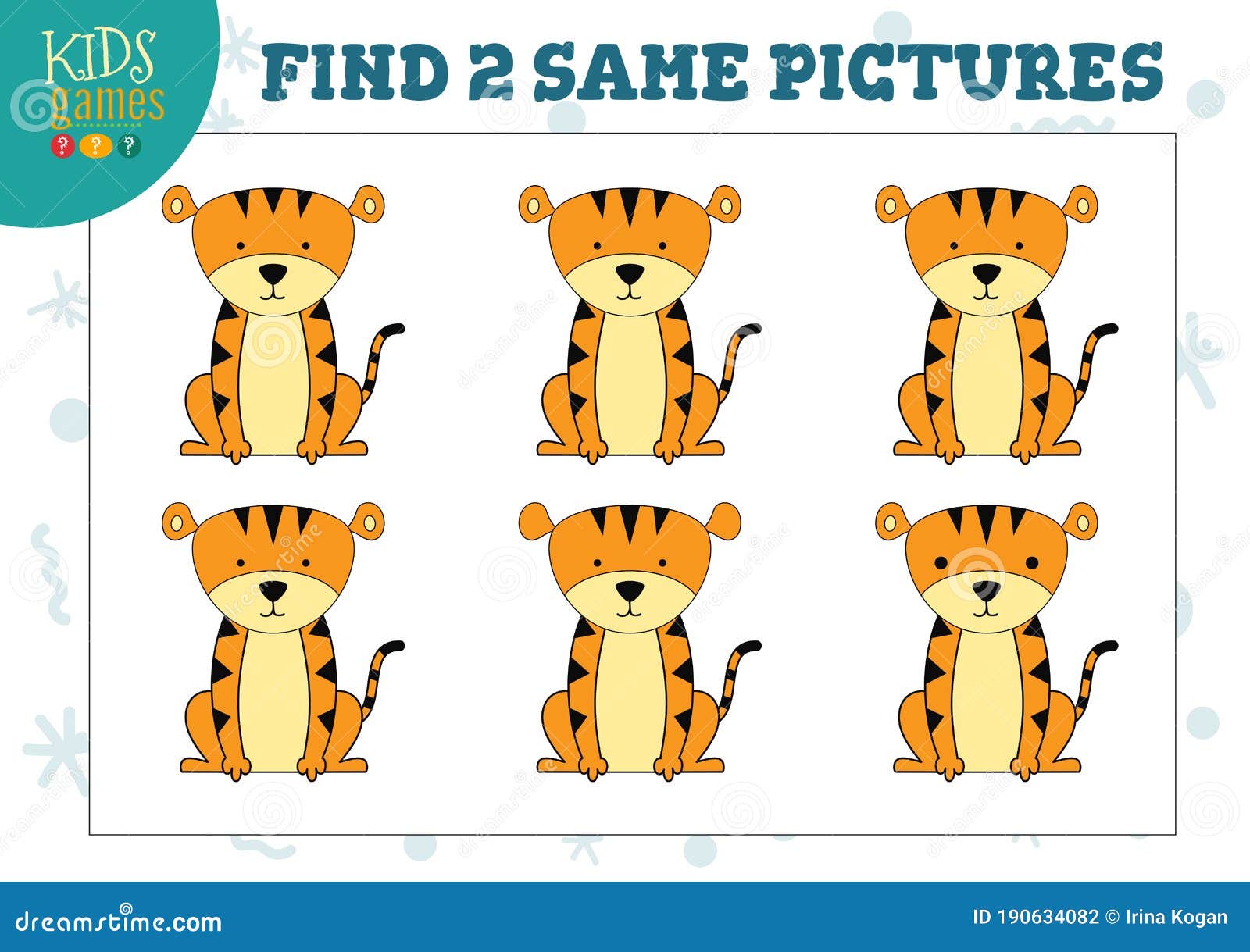 Find Two Same Pictures Kids Game Vector Illustration. Stock Vector ...