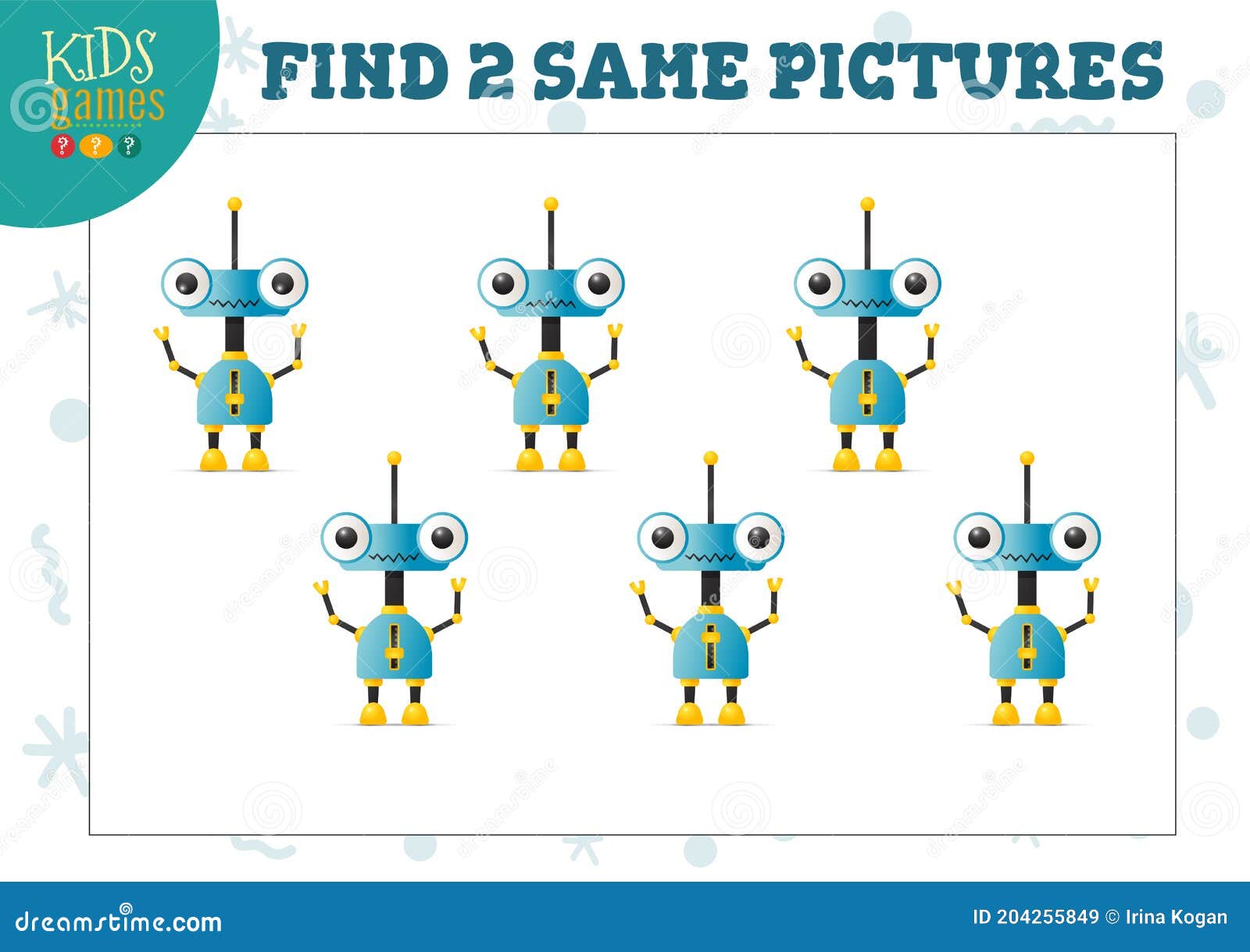 Find Two Same Pictures Kids Game Vector Illustration. Stock Vector ...