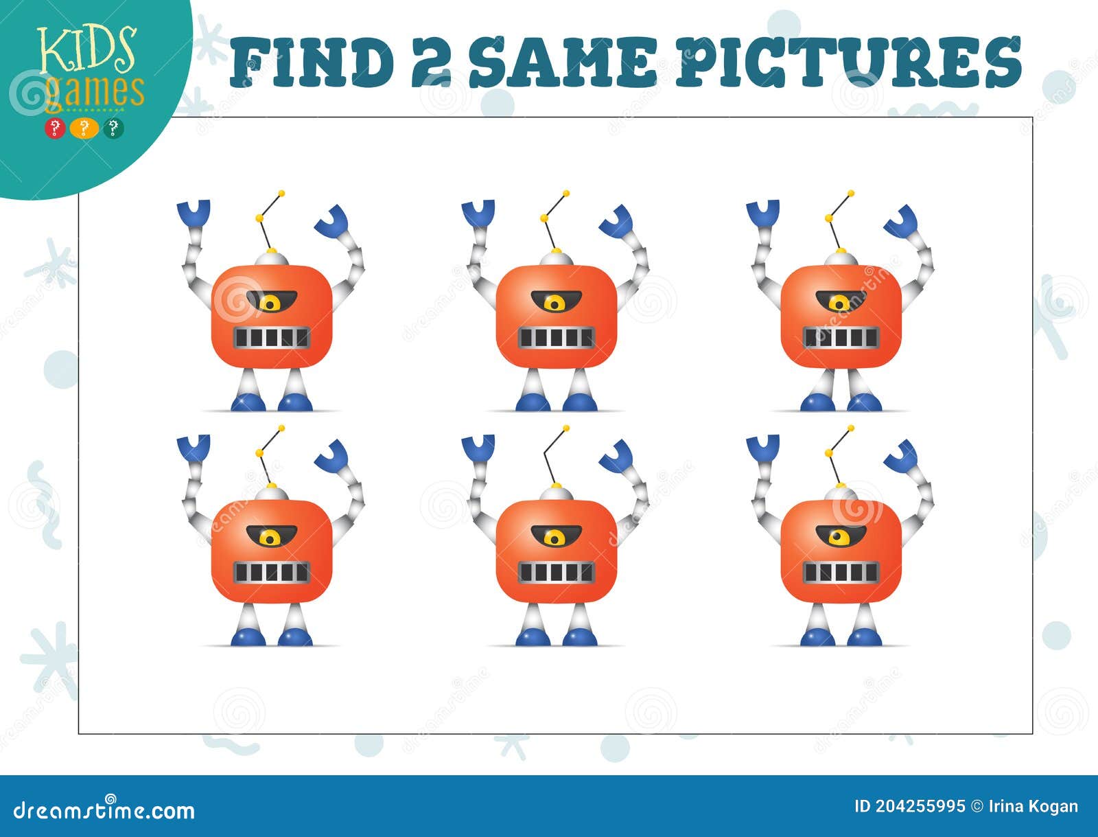 Find Two Same Pictures Kids Game Vector Illustration. Stock Vector ...