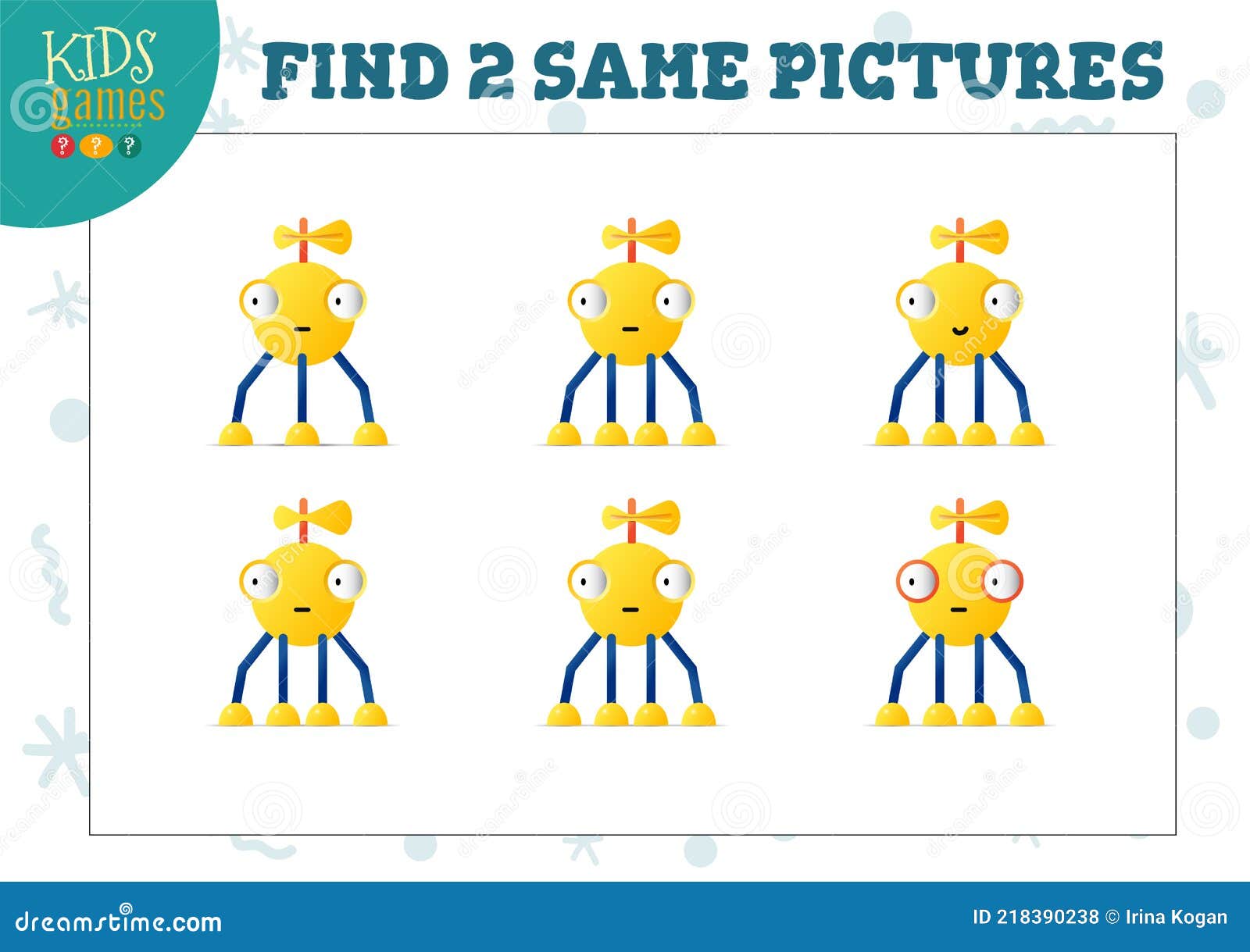 Find Two Same Pictures Kids Game Vector Illustration. Stock Vector ...