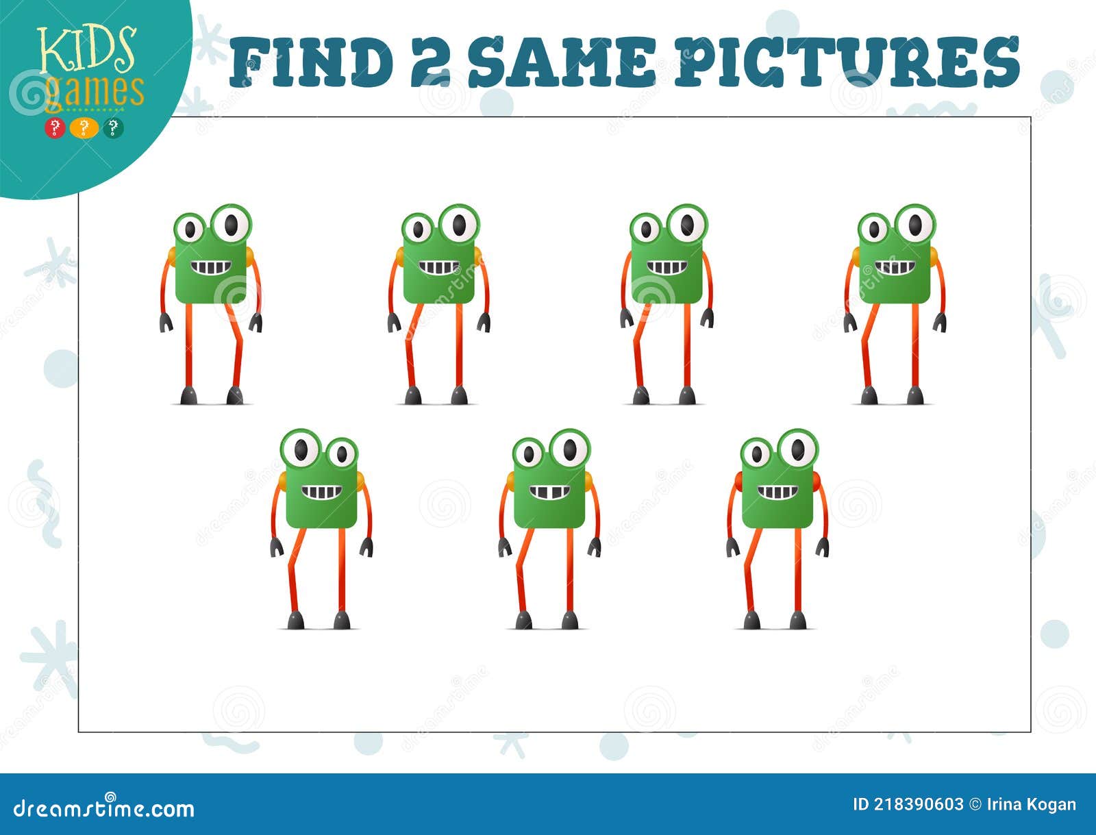 Find Two Same Pictures Kids Game Vector Illustration. Stock Vector ...