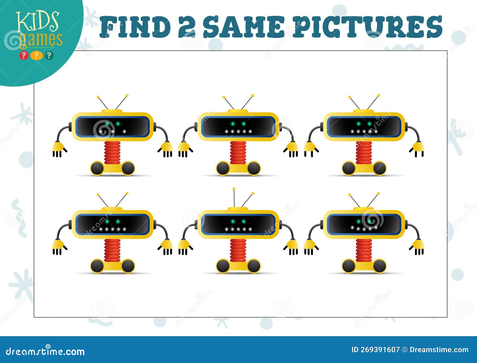 Find Two Same Pictures Kids Game Vector Illustration Stock Vector ...
