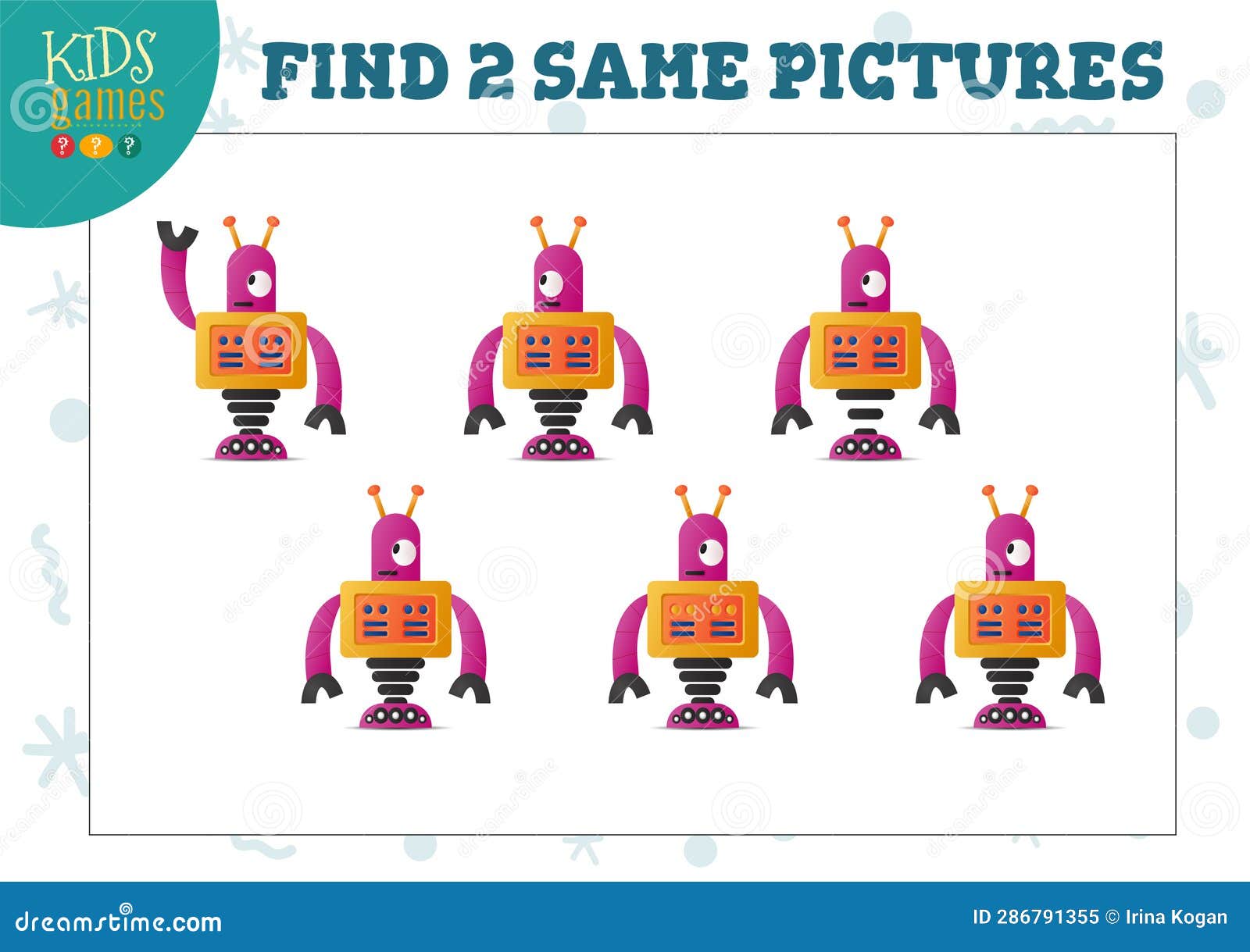Find Two Same Pictures Kids Game Vector Illustration Stock Illustration ...