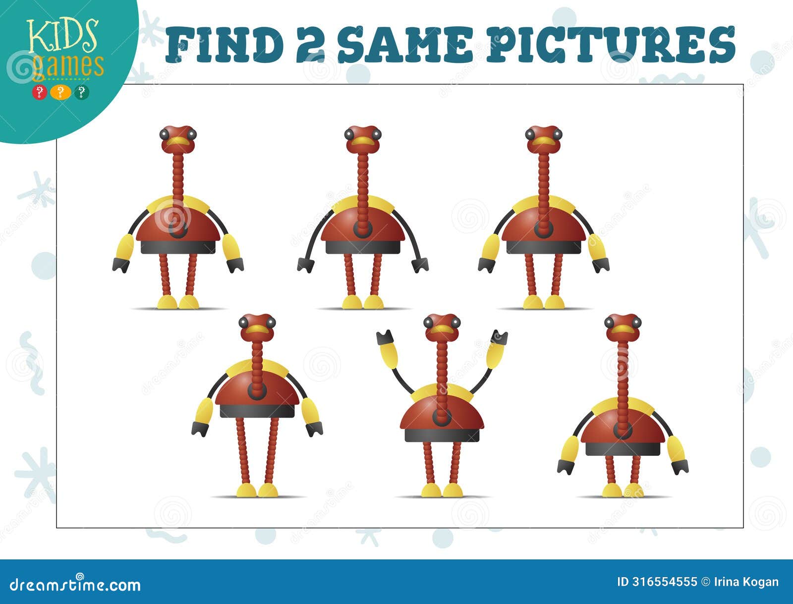 Find Two Same Pictures Kids Game Vector Illustration Stock Vector ...