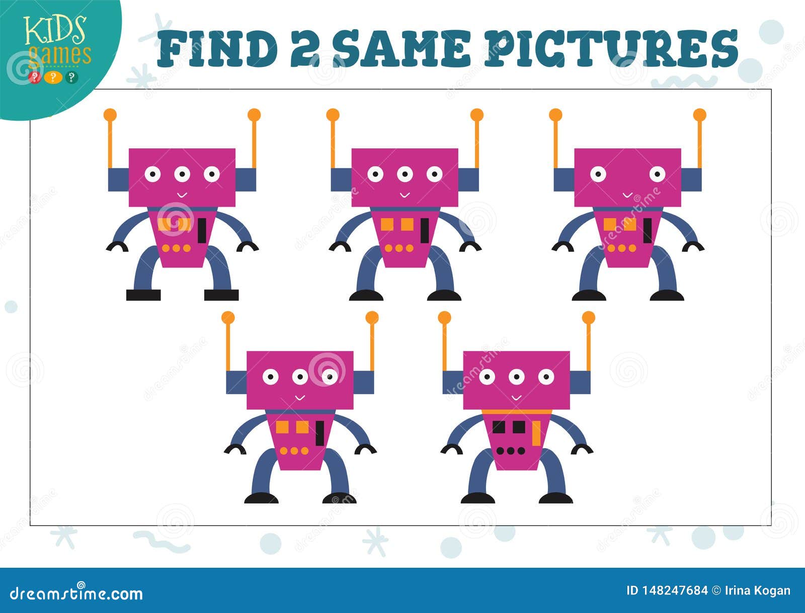 Find Two Same Pictures Kids Game Vector Illustration Stock Vector ...