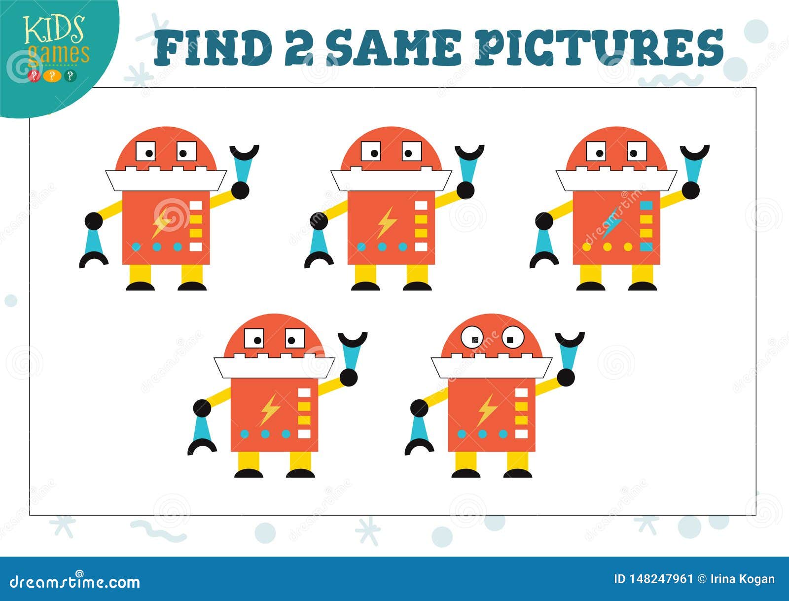 Find Two Same Pictures Kids Game Vector Illustration Stock Vector ...