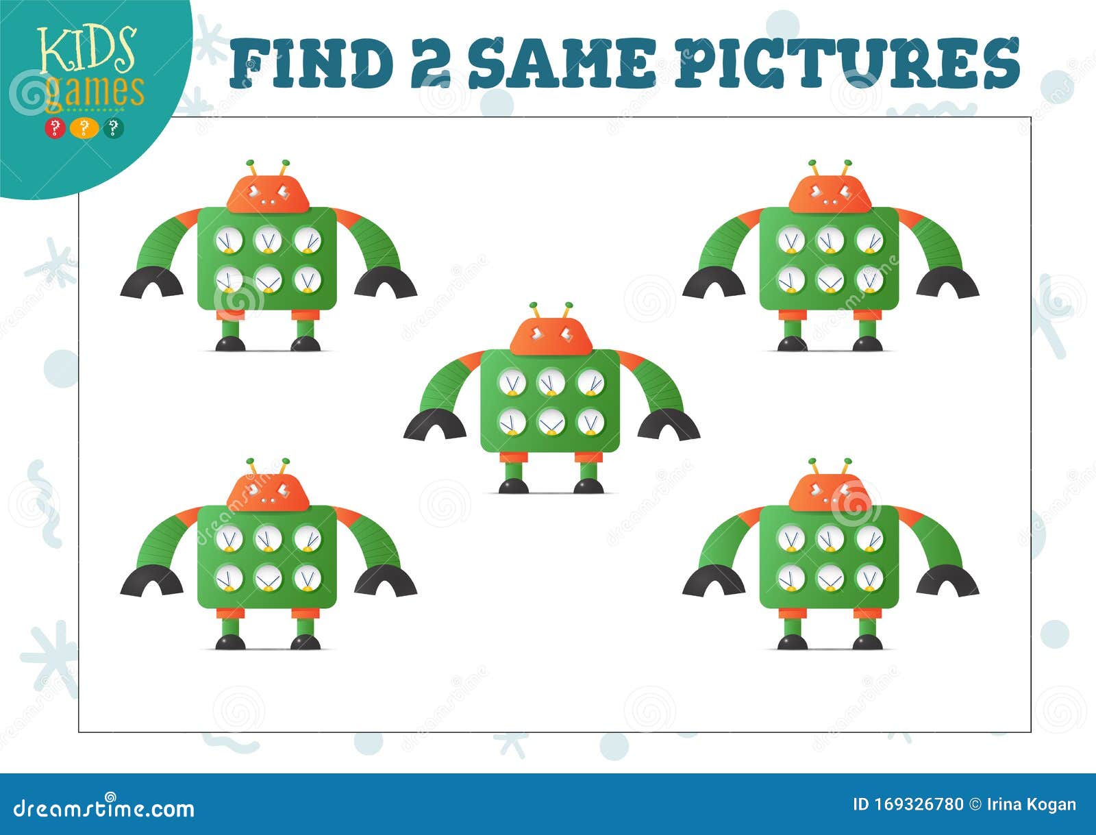Find Two Same Pictures Kids Game Vector Illustration. Stock Vector ...
