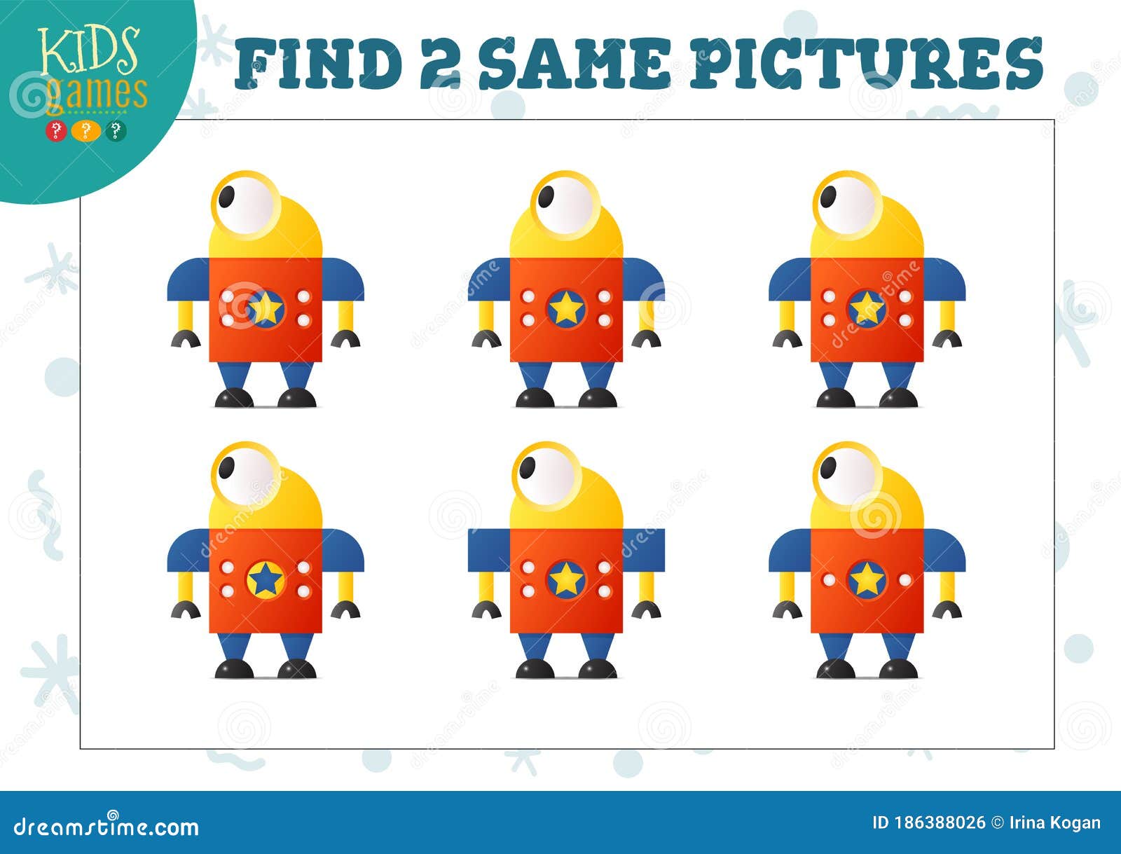 Find Two Same Pictures Kids Game Vector Illustration. Stock Vector ...