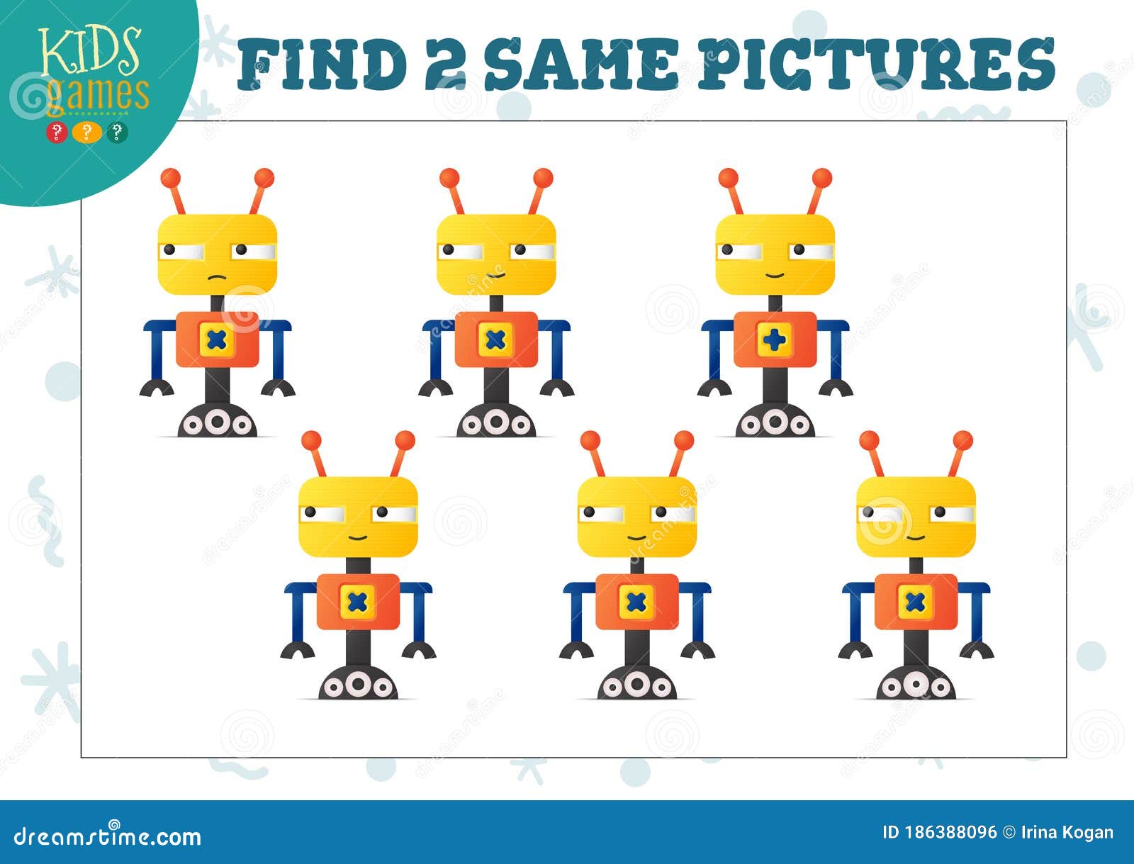 Find Two Same Pictures Kids Game Vector Illustration. Stock Vector ...