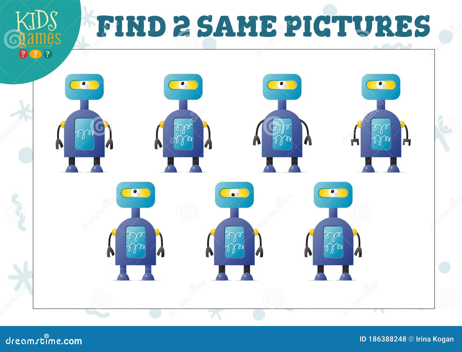 Find Two Same Pictures Kids Game Vector Illustration. Stock Vector ...