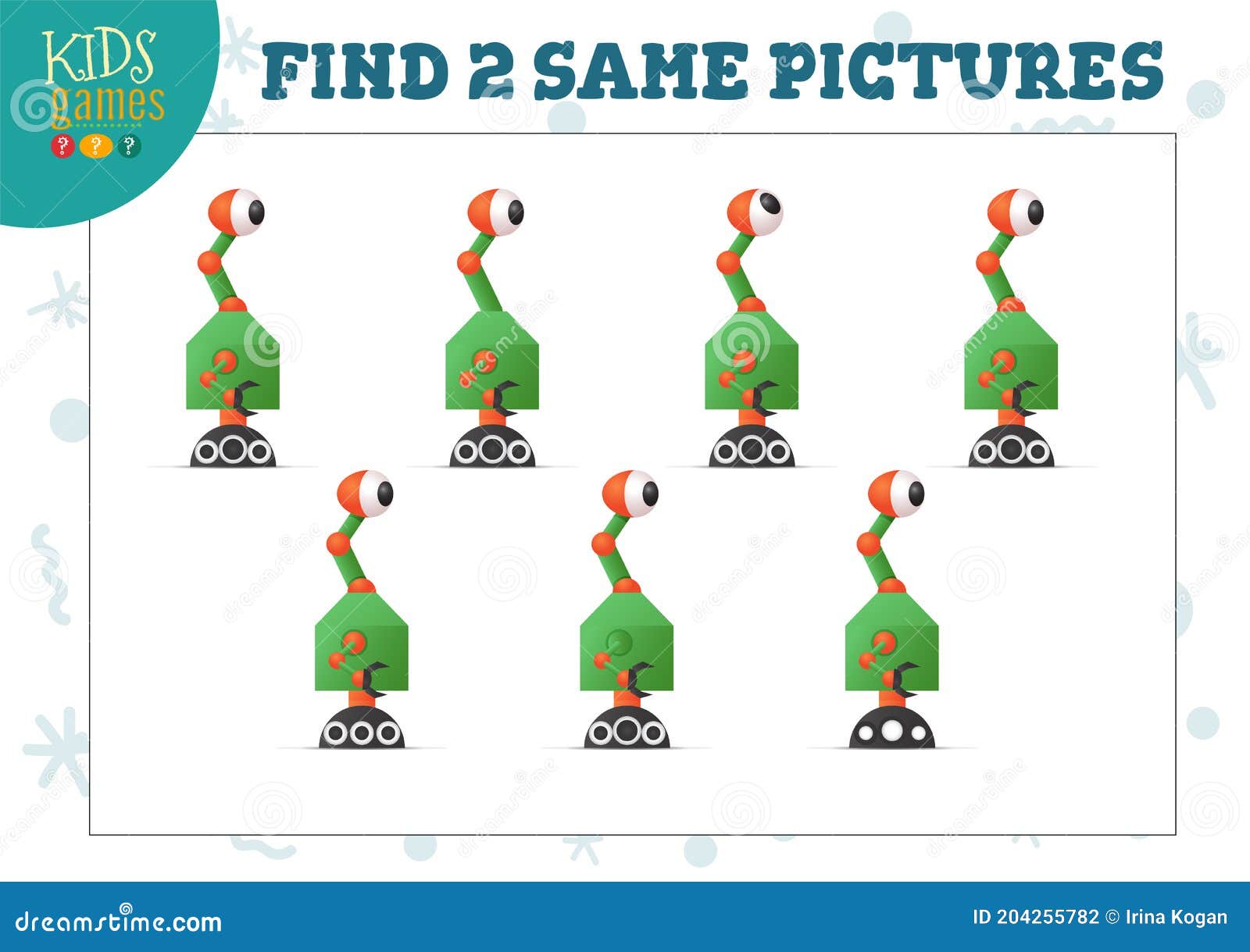 Find Two Same Pictures Kids Game Vector Illustration. Stock Vector ...
