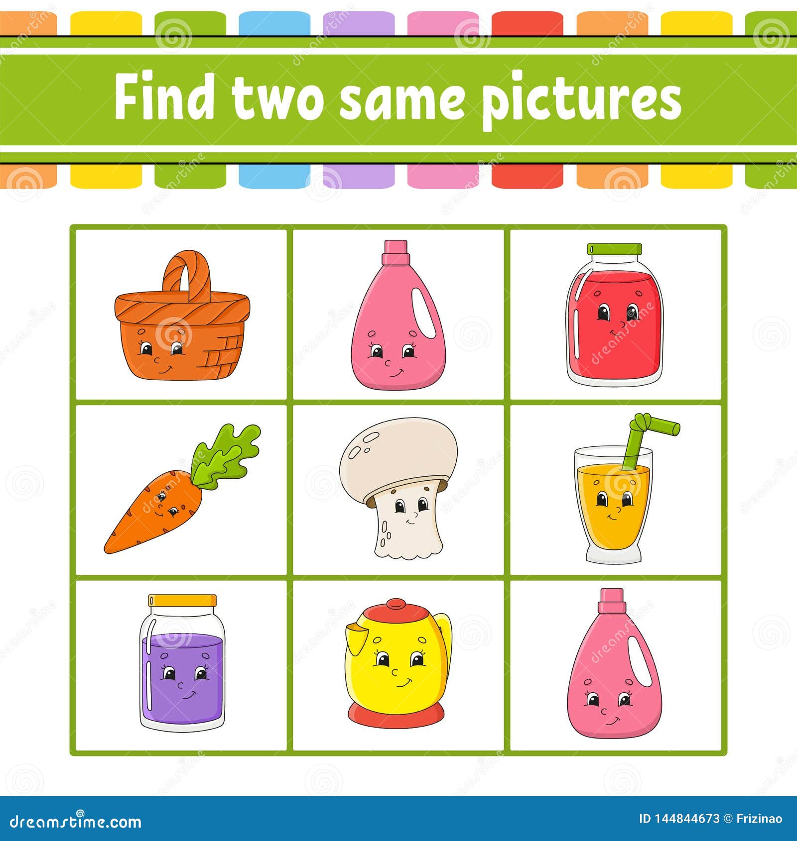 Find Two Same Pictures. Task for Kids. Education Developing Worksheet ...