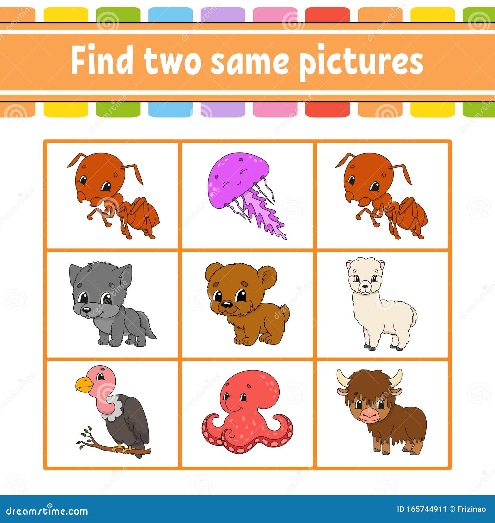 Find Two Same Pictures. Task for Kids. Education Developing Worksheet ...