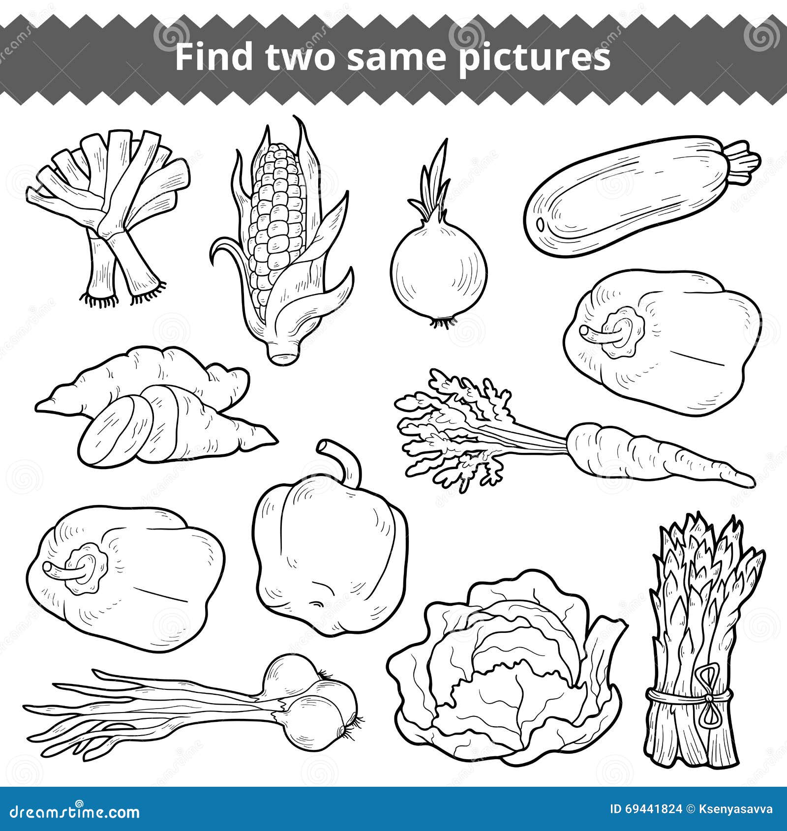Find Two Same Pictures. Vector Set of Vegetables Stock Vector ...
