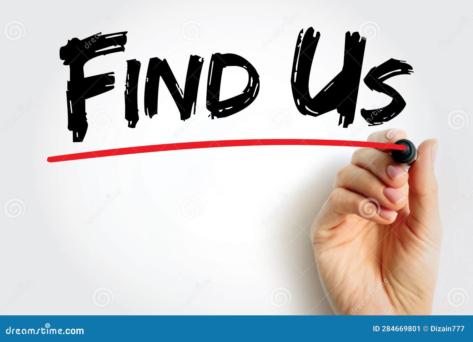 Find Us Text with Marker, Concept Background Stock Image - Image of ...