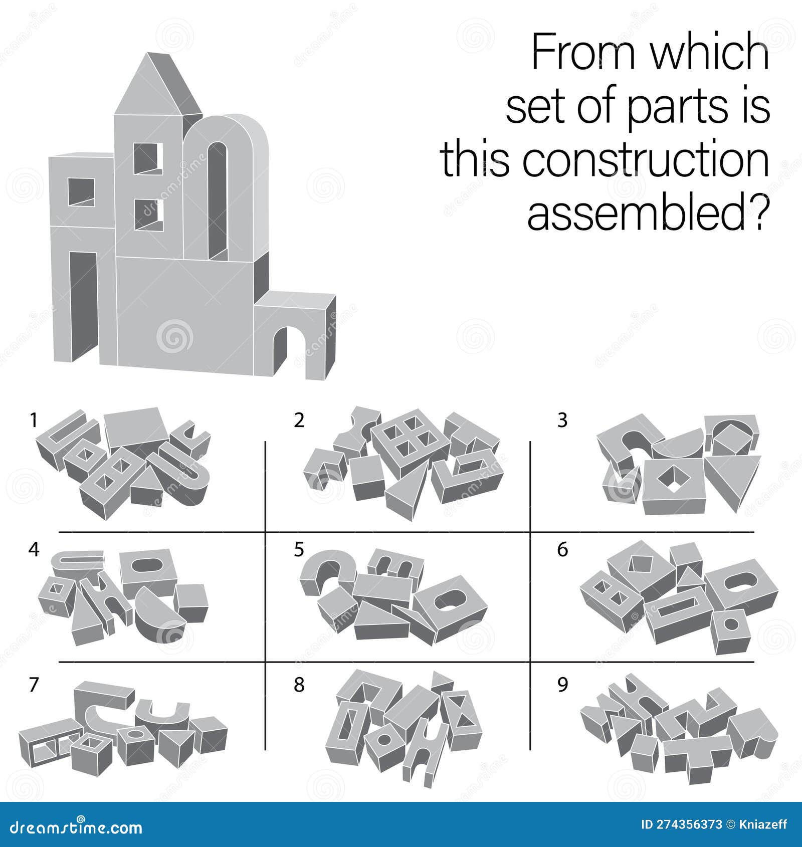 Find Which Set of Parts is this Construction Assembled Stock Vector ...