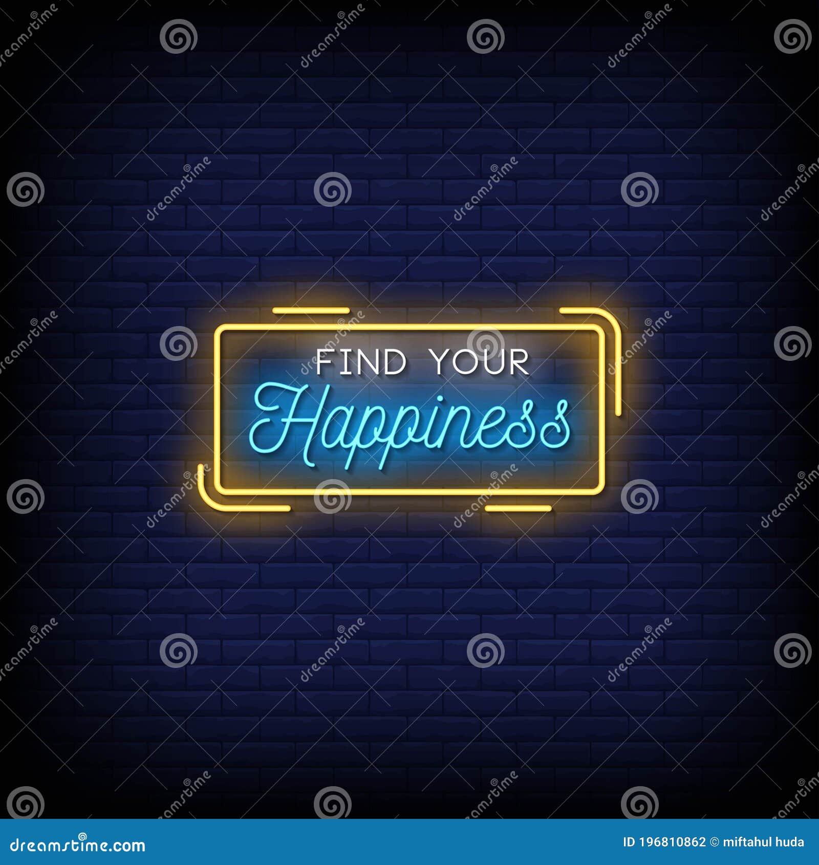 Find Your Happiness Neon Signs Style Text Vector Stock Vector ...