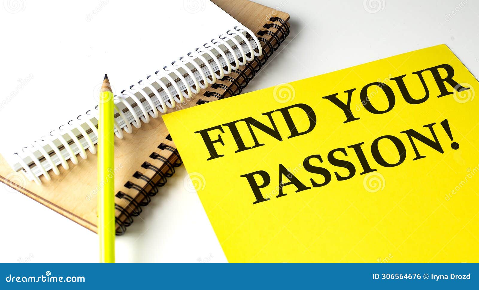 FIND YOUR PASSION Text Written on Yellow Paper with Notebook Stock ...