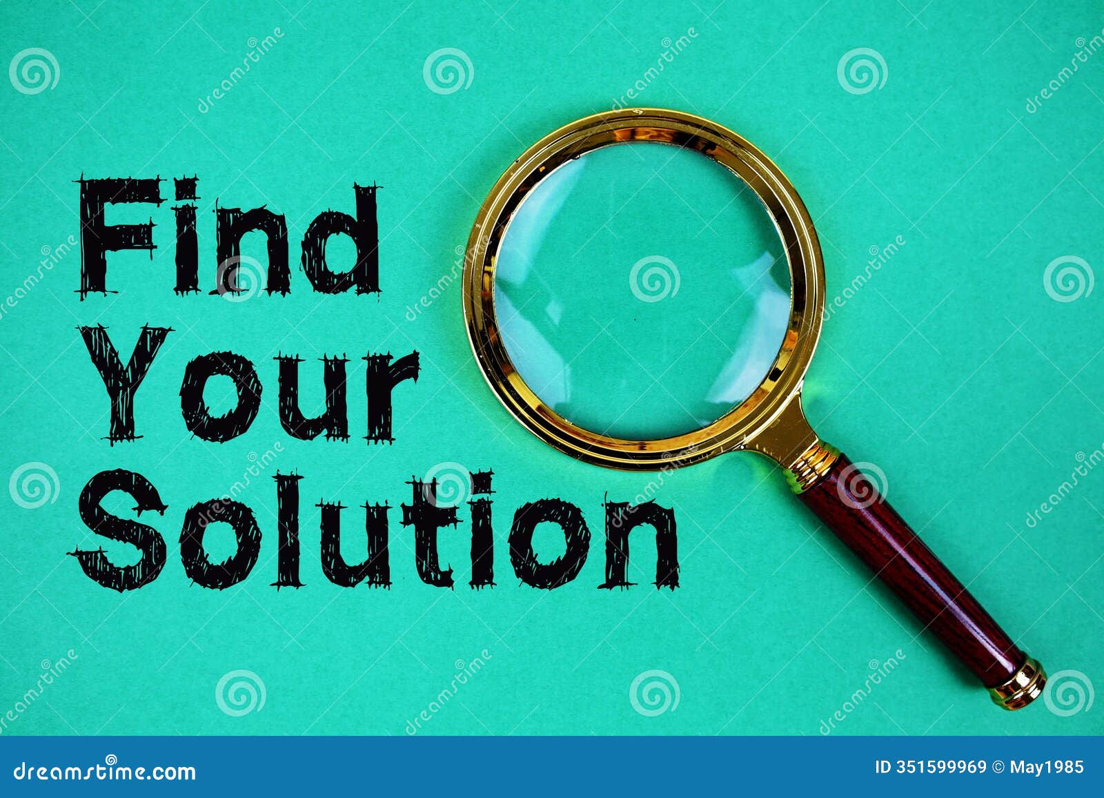 Find Your Solution Text with Magnifying Glass on Blue Background Stock Image - Image of plan ...