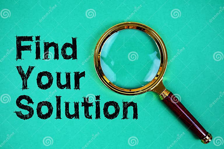 Find Your Solution Text with Magnifying Glass on Blue Background Stock Image - Image of plan ...