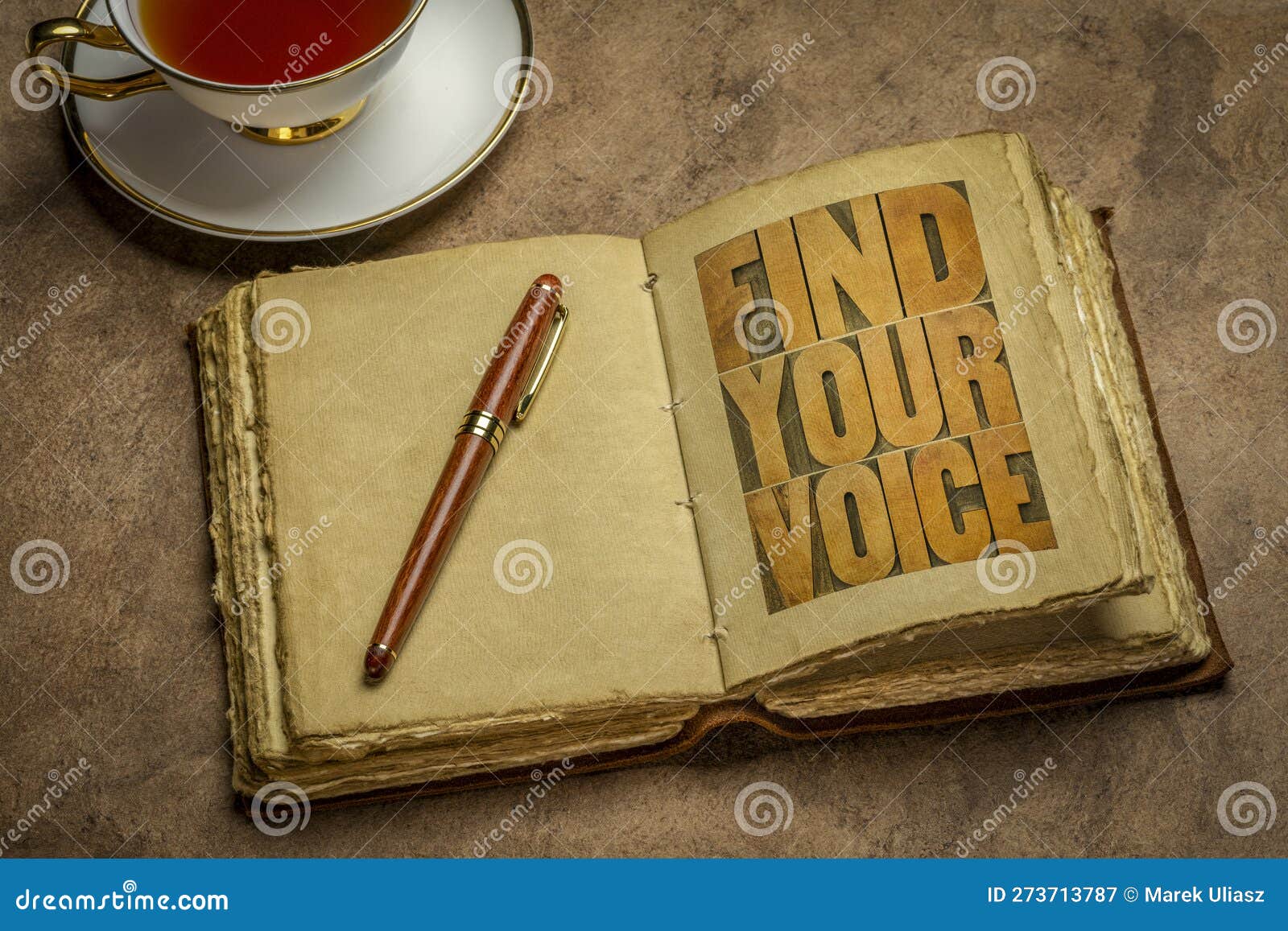 Find Your Voice - Word Abstract in a Retro Journal Stock Image - Image ...