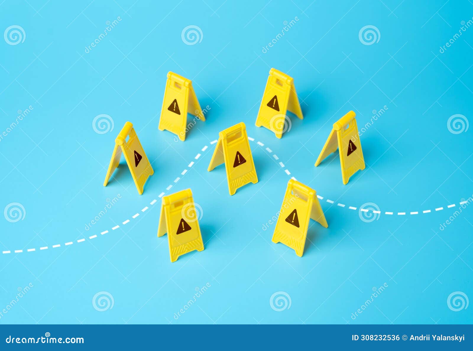 Find Your Way through Warnings and Challenges. Avoid Trouble Stock ...