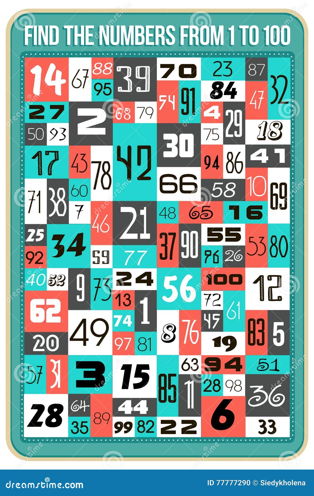 Finden Sie die Zahlen stock abbildung. Illustration von flach - 77777290