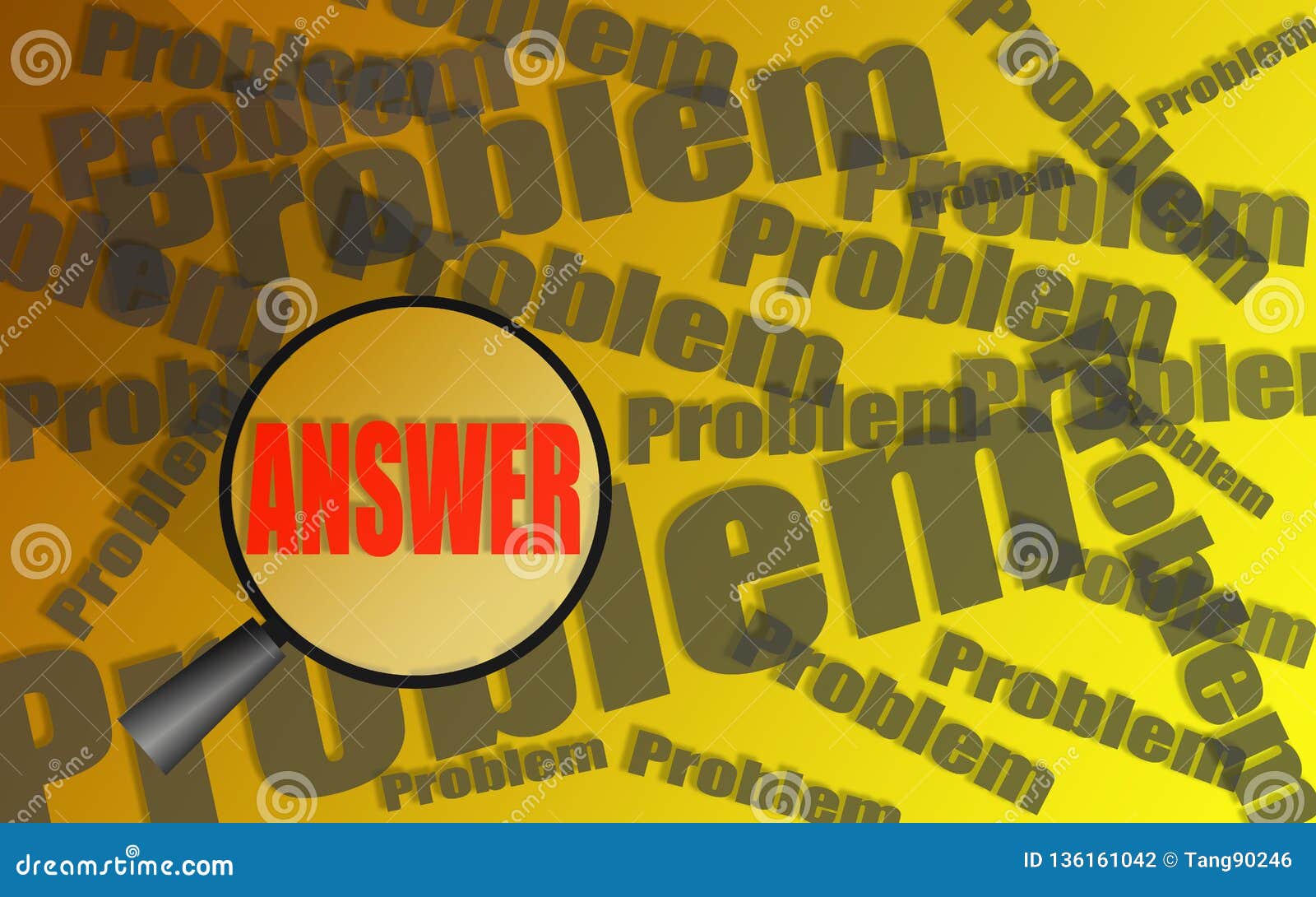 Finding Answer from Problems with Glass Magnifier Stock Illustration ...