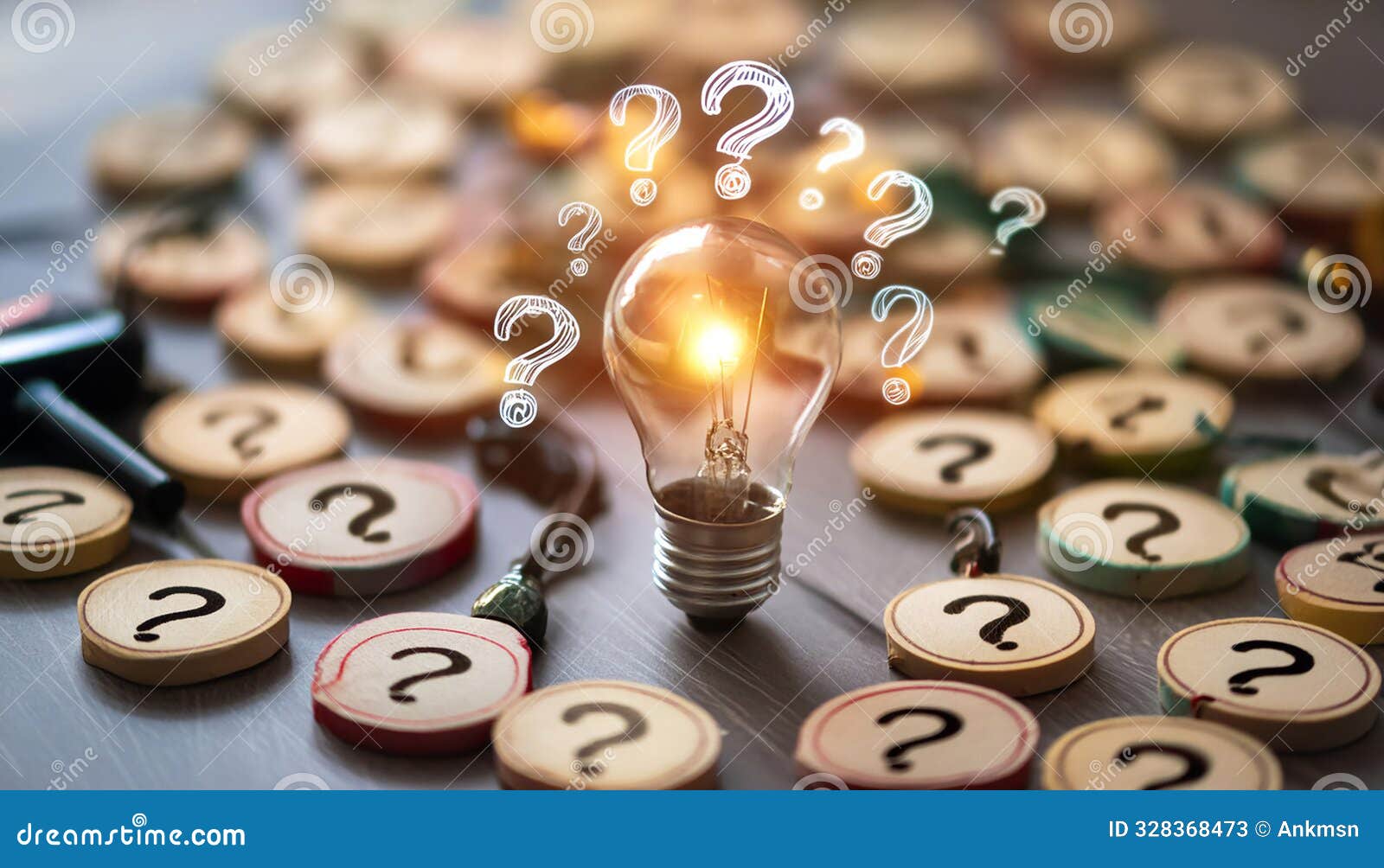 Finding an Answer and Solutions, Featuring Symbols Like a Light Bulb ...