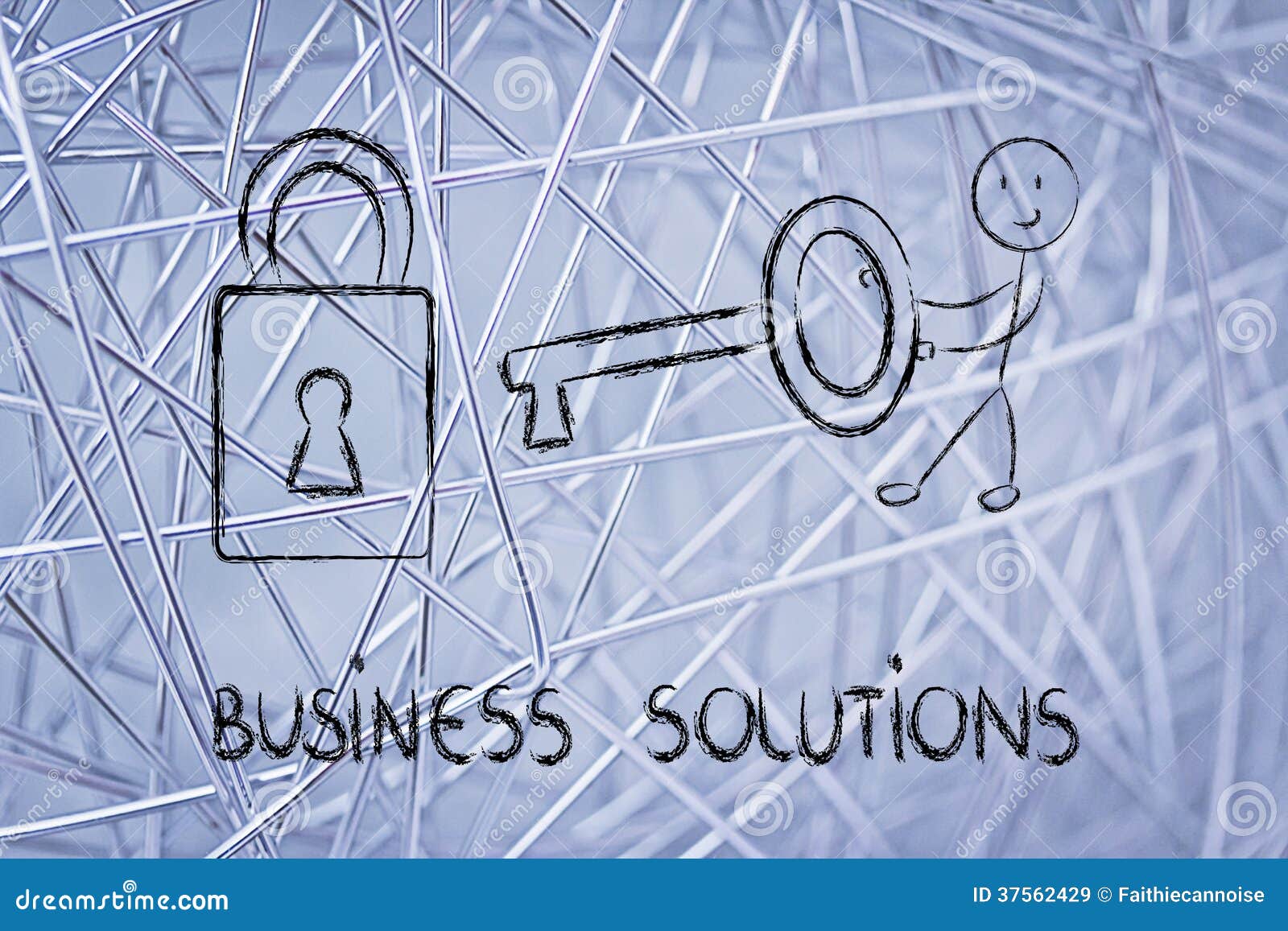 Finding the Best Business Solution, Funny Character with Key and Stock ...