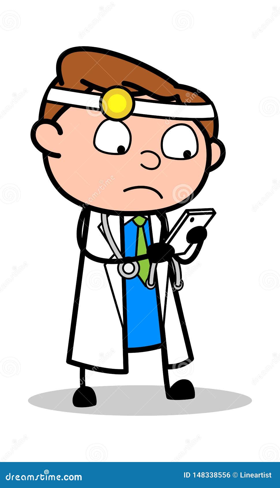 Finding Contact - Professional Cartoon Doctor Vector Illustration Stock ...