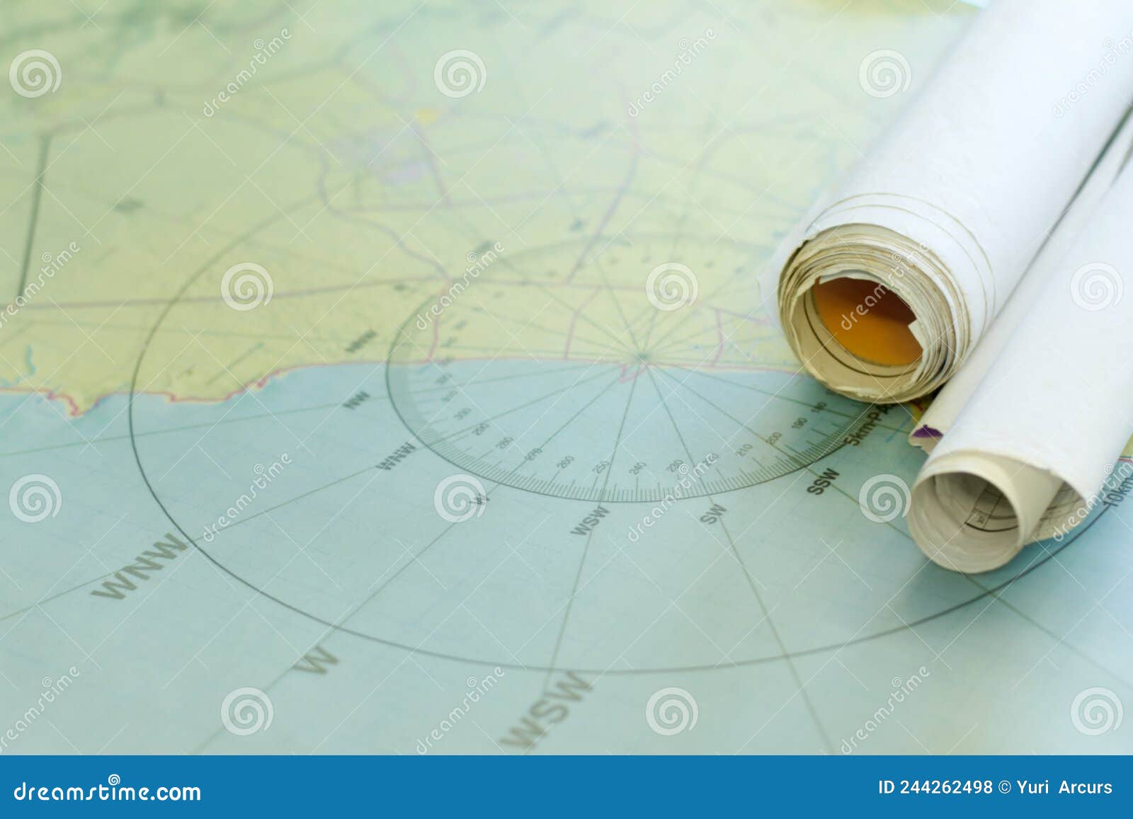 Finding Coordinates. Shot of Nautical Maps on a Table. Stock Photo ...