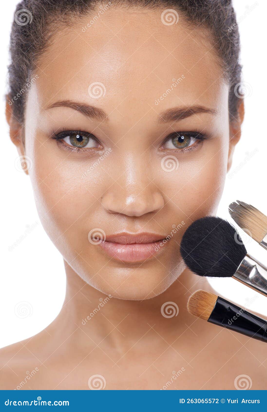 Finding the Correct Blush for Application. Beauty Portrait of a Young ...