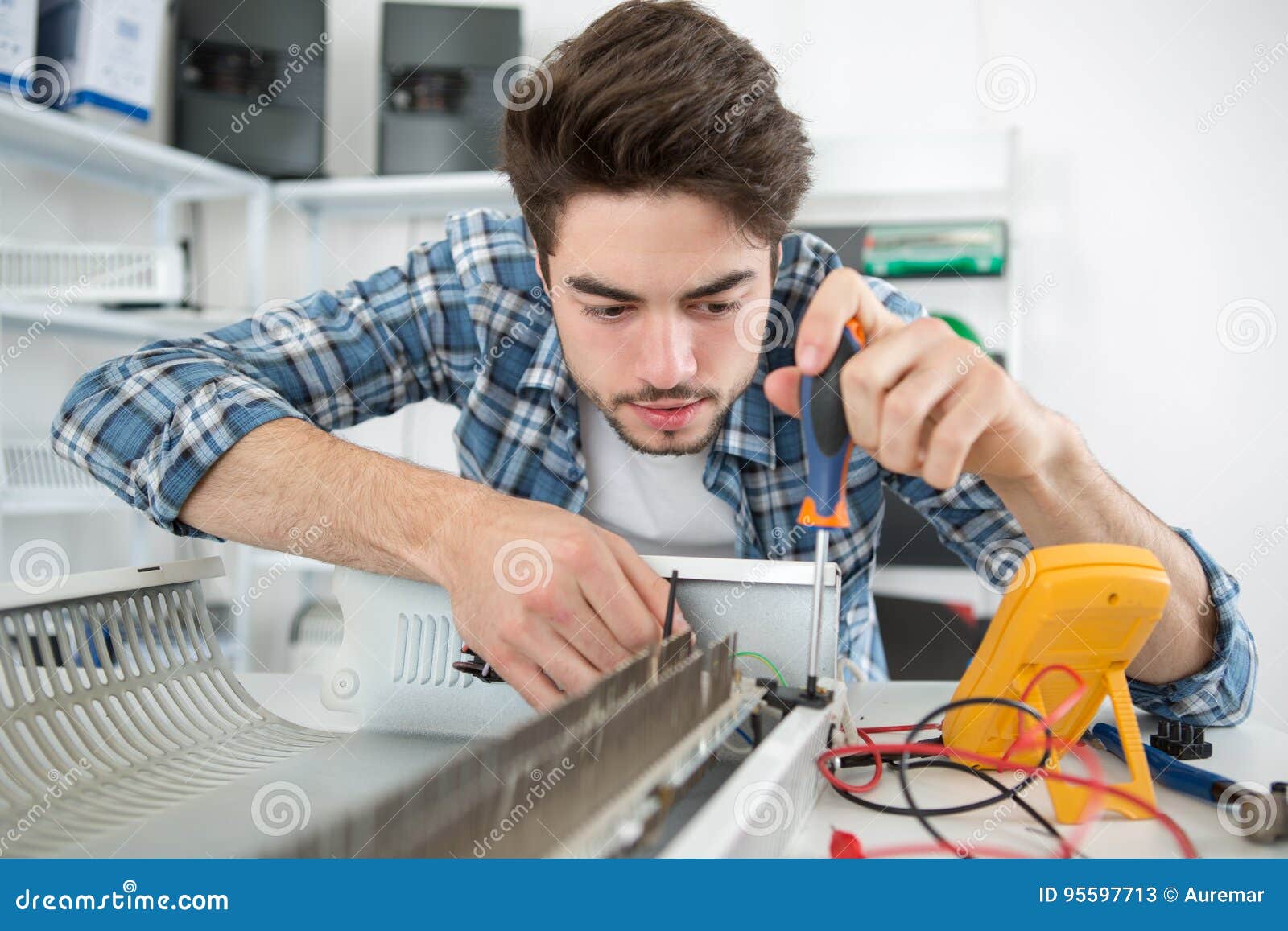Finding Defective Part Appliance Stock Image - Image of worker, tool ...