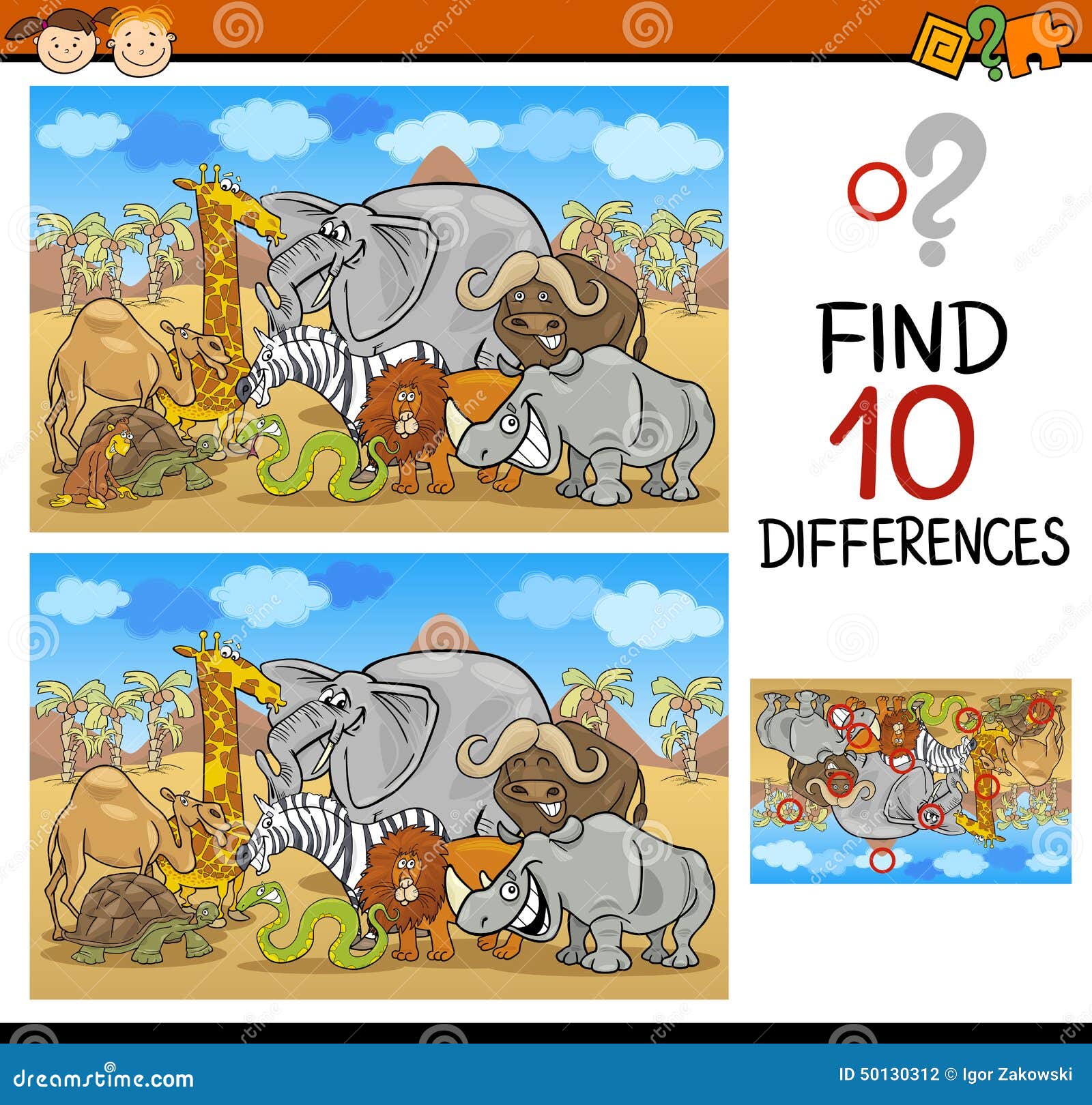 Finding Differences. Children Game With Happy Cartoon Fruits. Vector ...