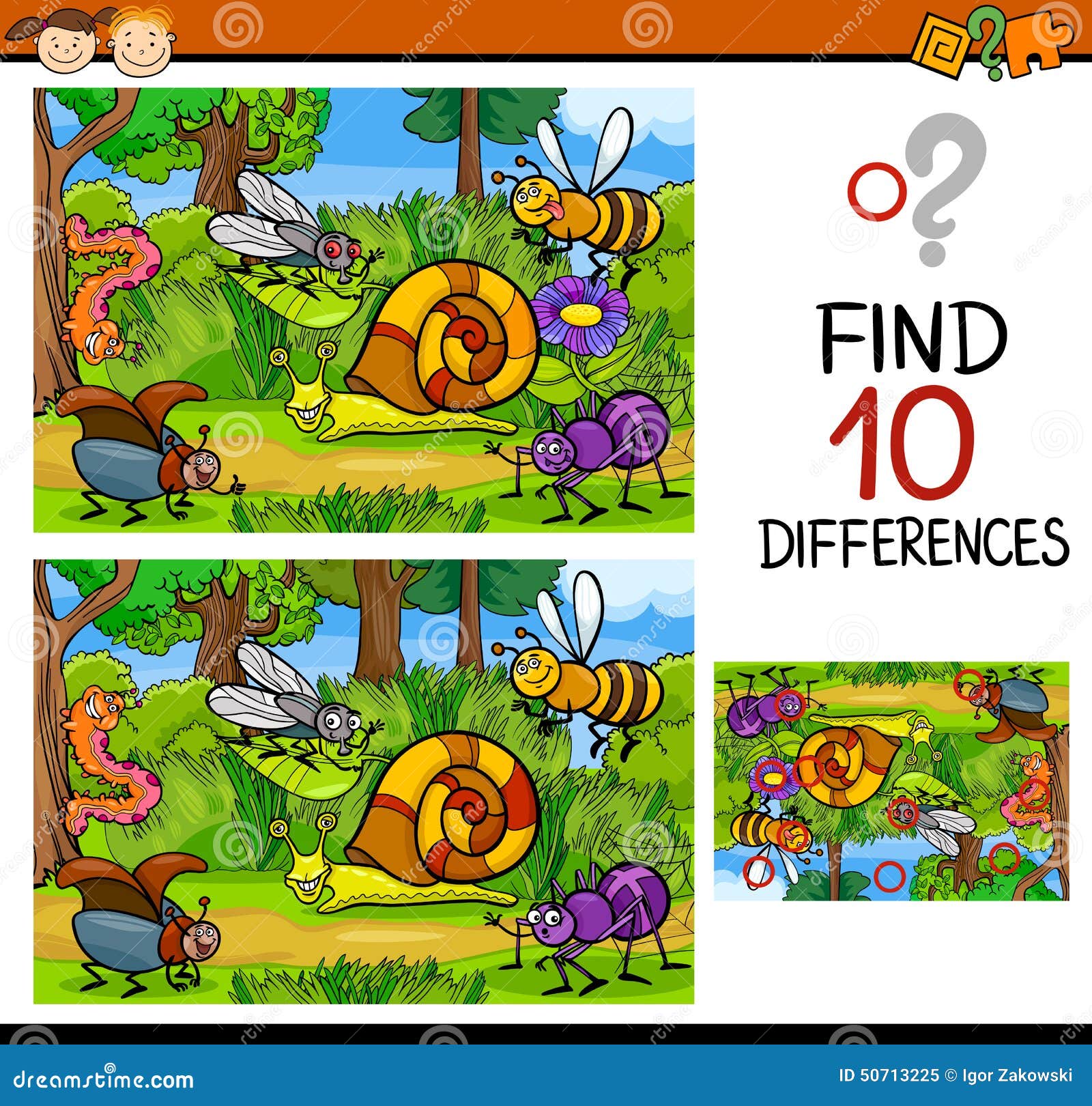 Finding Differences Game Cartoon Stock Vector - Illustration of ...