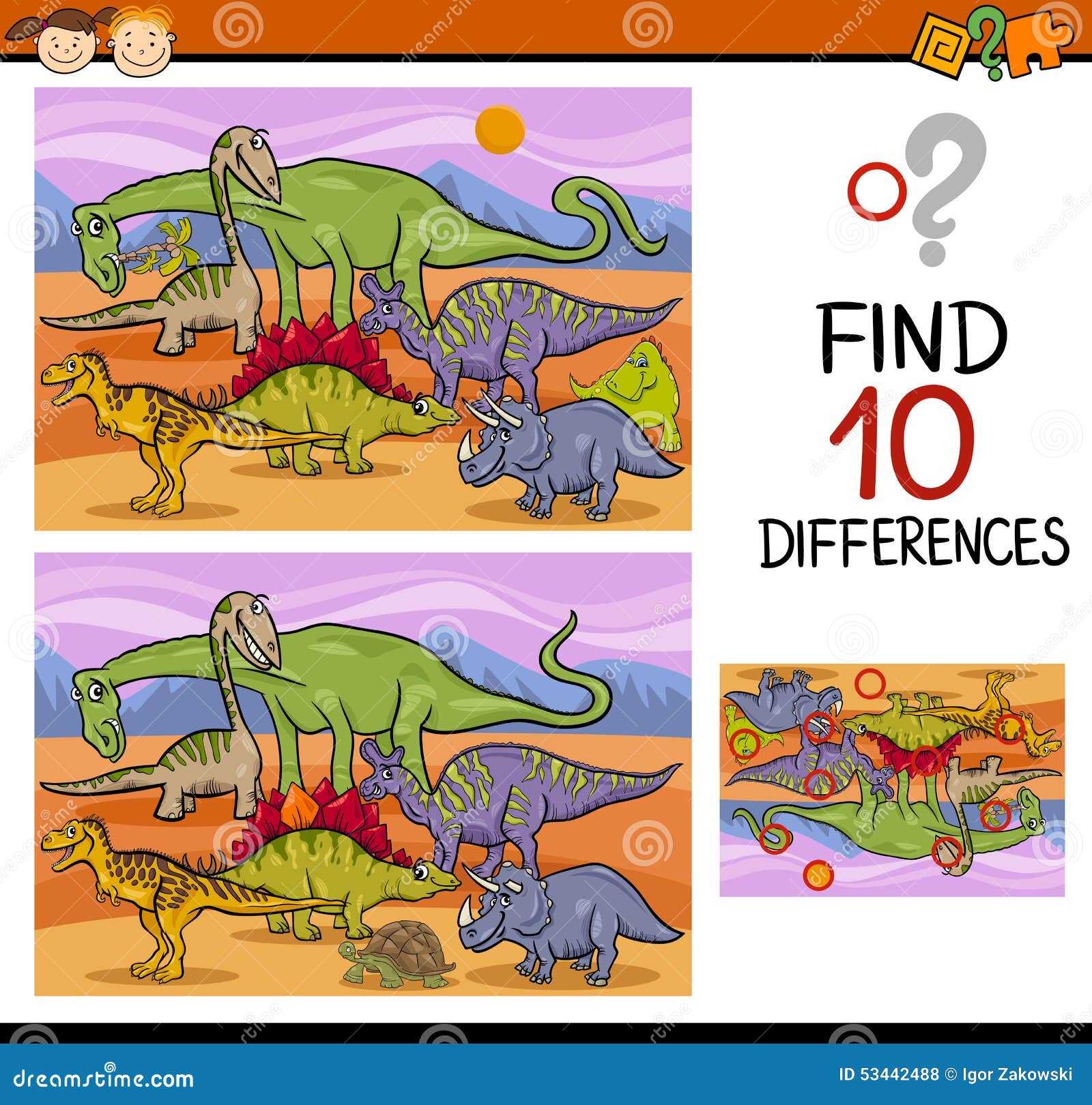 Finding Differences. Children Game With Happy Cartoon Fruits. Vector ...