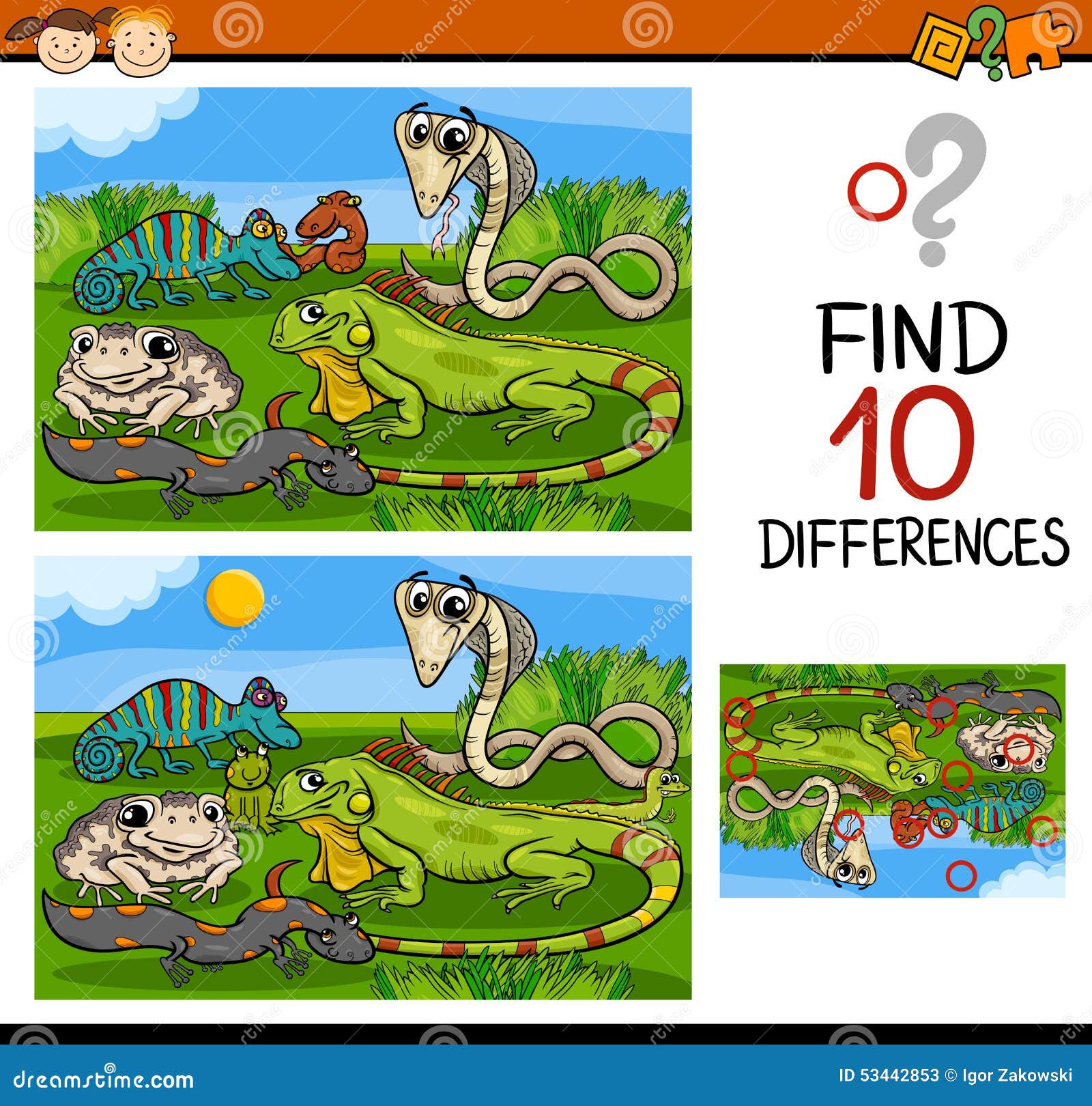 Finding Differences. Children Game With Happy Cartoon Fruits. Vector ...